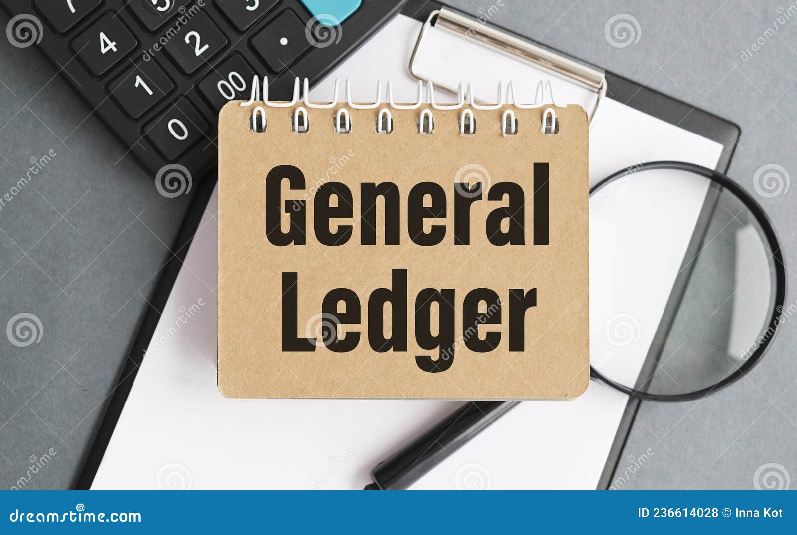 GENERAL LEDGER Note Is Written On A Paper Sticker On A Laptop Keyboard ...