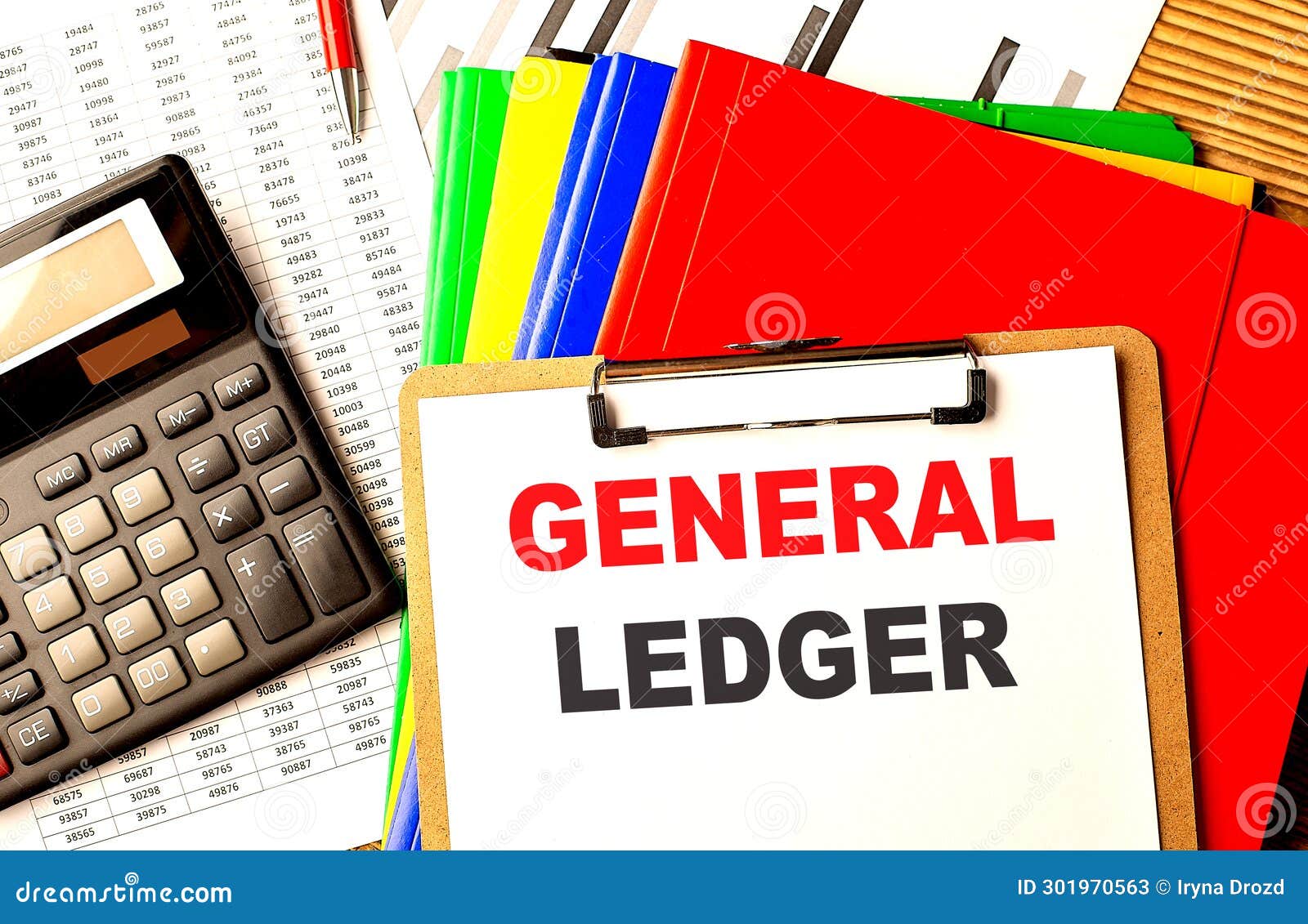 GENERAL LEDGER Text Written on Paper Clipboard with Chart and ...