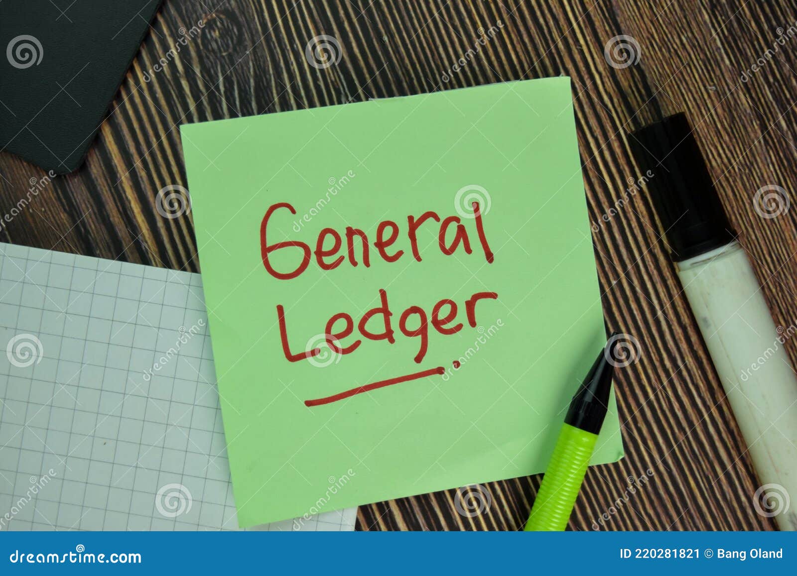 GENERAL LEDGER Note Is Written On A Paper Sticker On A Laptop Keyboard ...
