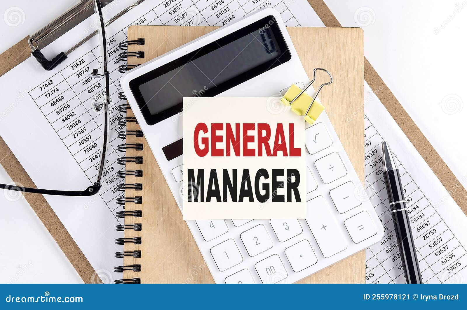 GENERAL MANAGER Word on Sticky with Clipboard and Notebook, Business ...