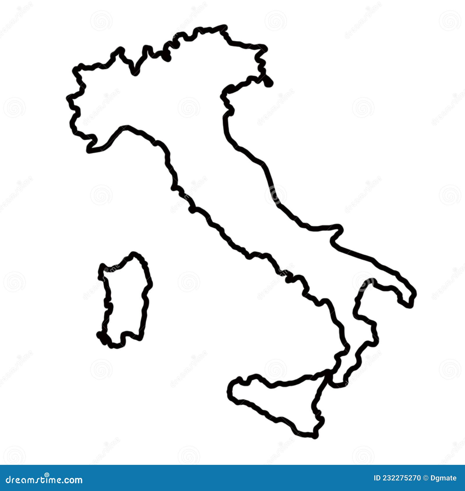 General map of Italy stock illustration. Illustration of italy - 232275270