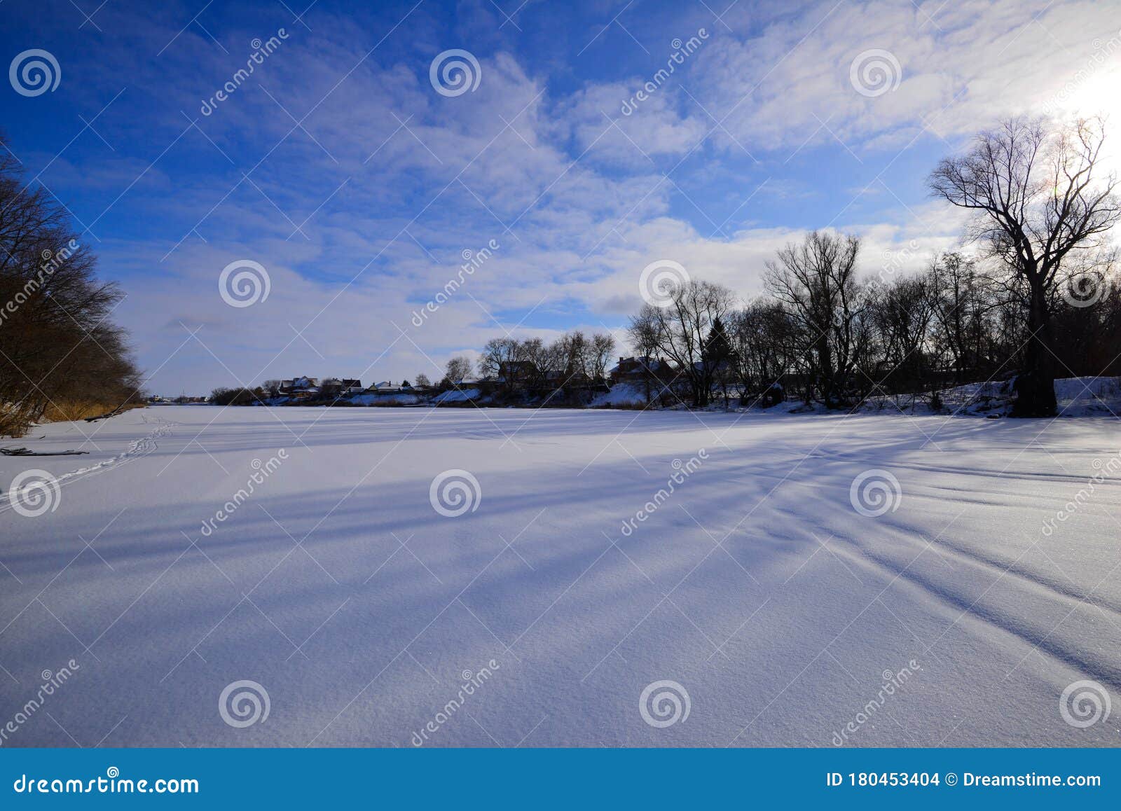 A General Plan of a View of a Snowy Lake Stock Photo - Image of ...