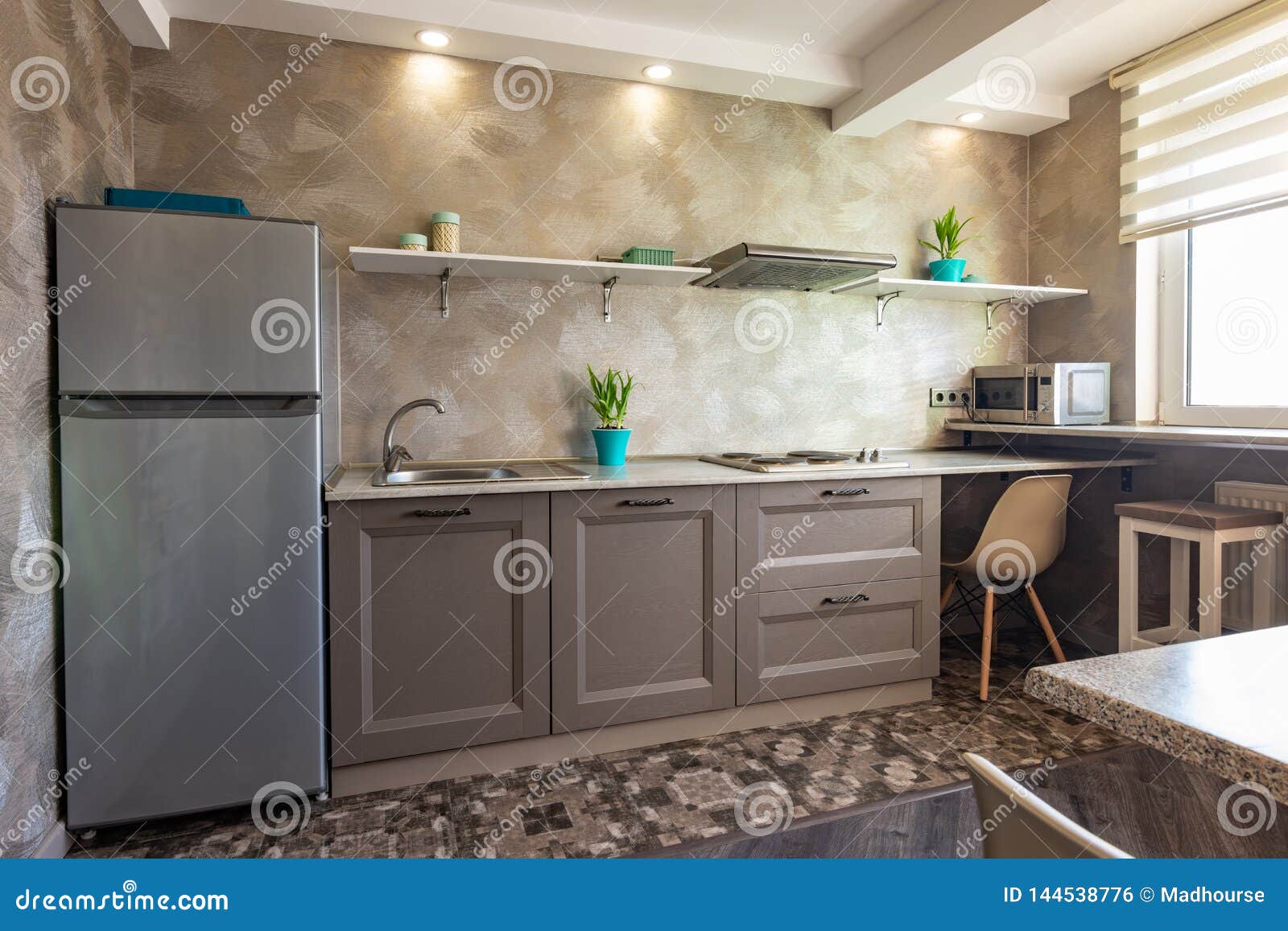 The General Plan of the Working Area in the Apartment Kitchen Stock ...