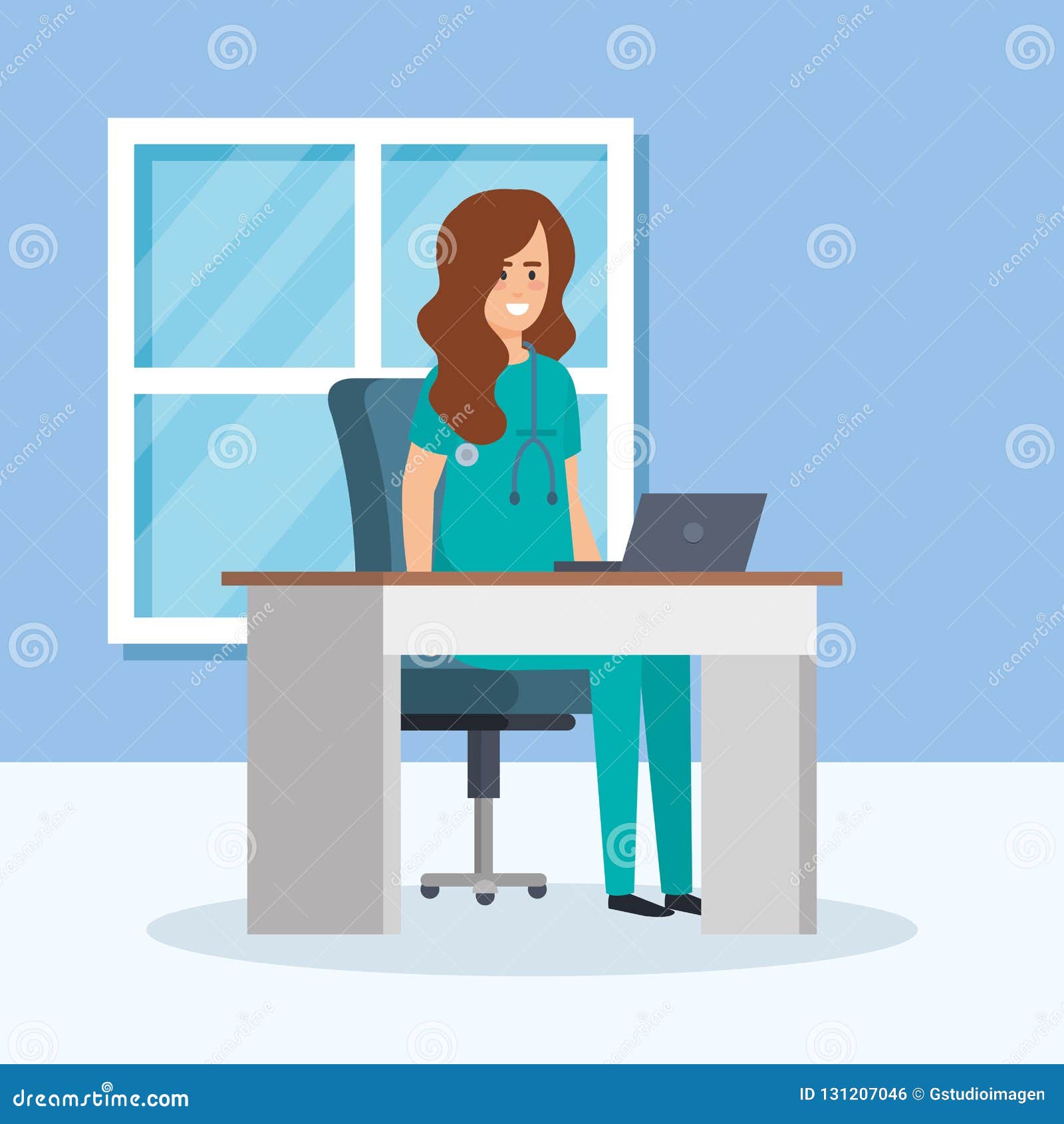 General Practitioner in Consulting Room Stock Vector - Illustration of ...
