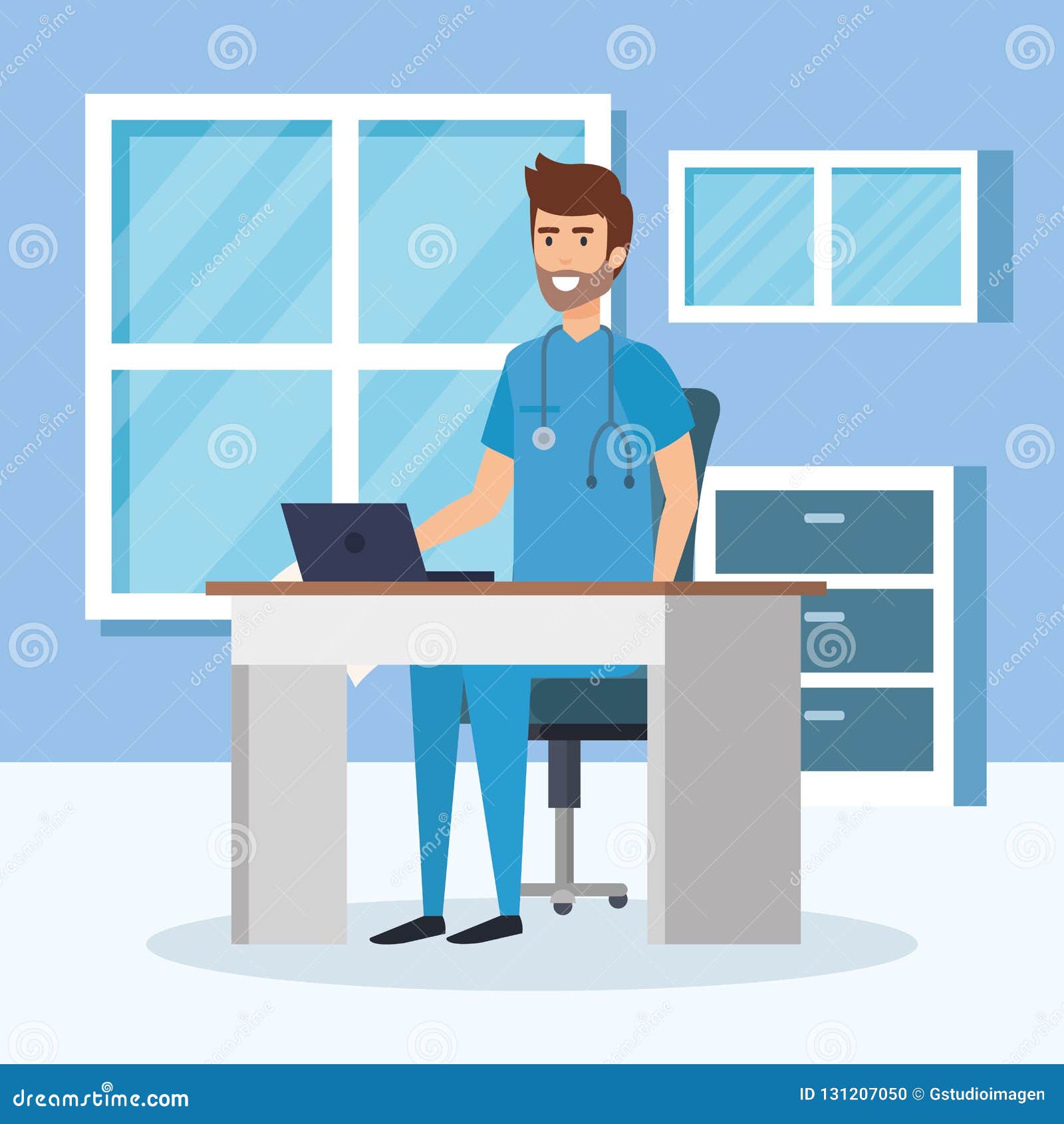 General Practitioner in Consulting Room Stock Vector - Illustration of ...
