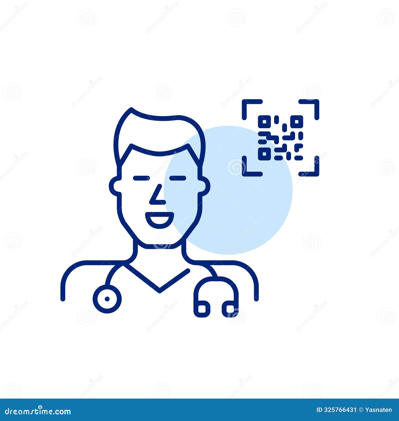 General Practitioner Doctor with Stethoscope and Qr Code. Telemedicine ...