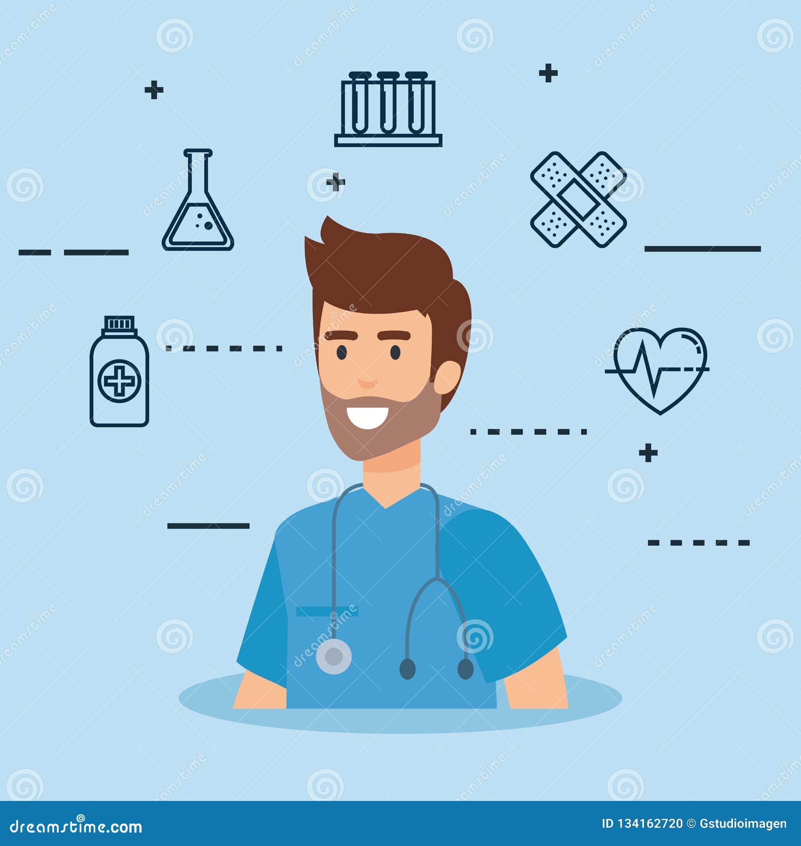 General Practitioner with Set Icons Stock Vector - Illustration of ...