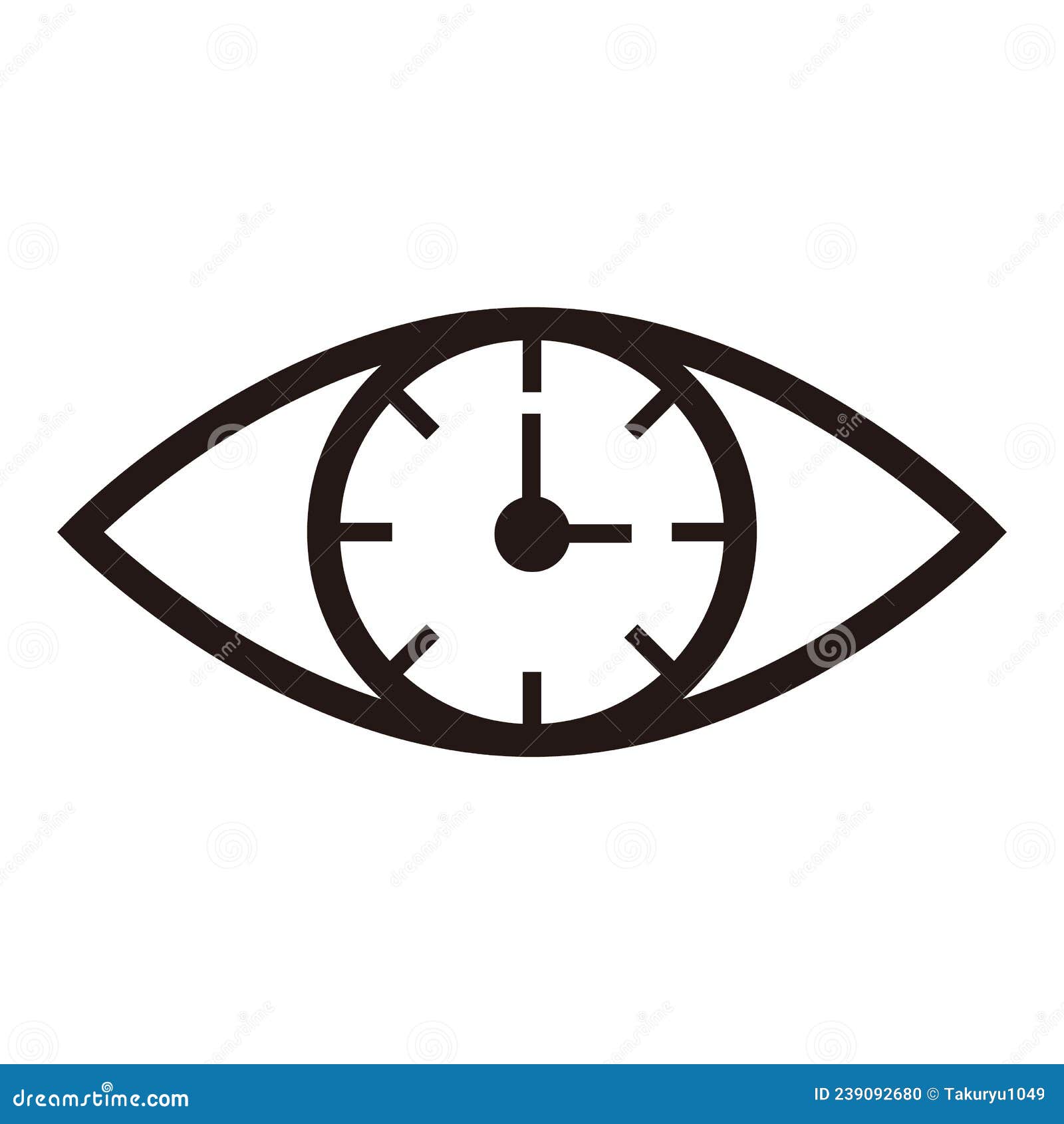 An Eye Whose Eyeball is a Clock. Vector. Stock Vector - Illustration of ...