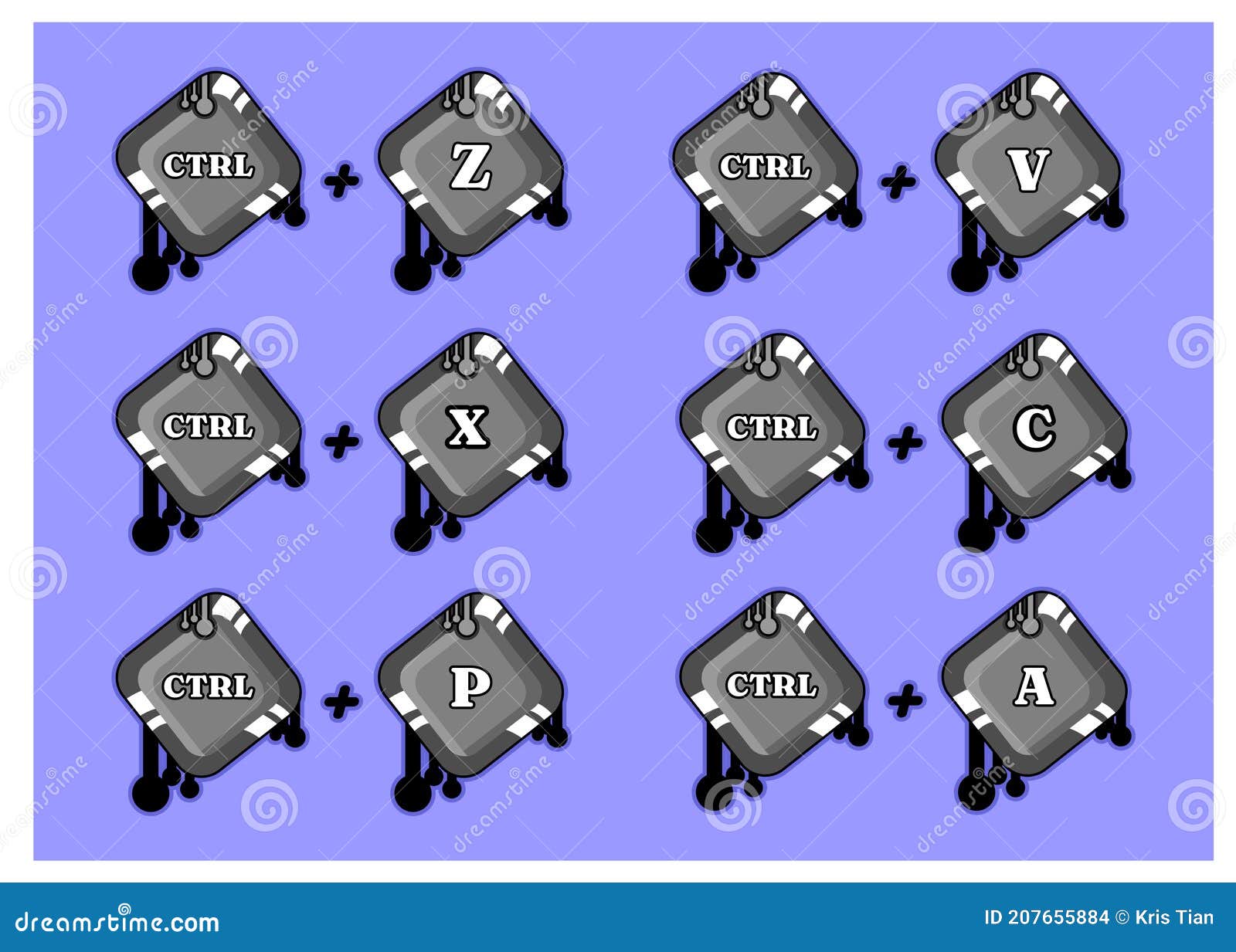 General shortcut keys stock vector. Illustration of metal - 207655884
