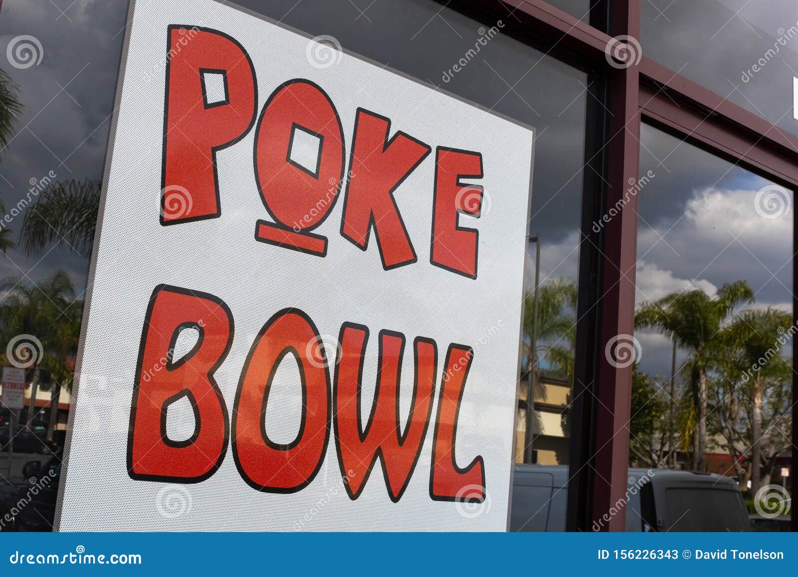 Poke Bowl restaurant sign editorial stock photo. Image of exterior ...