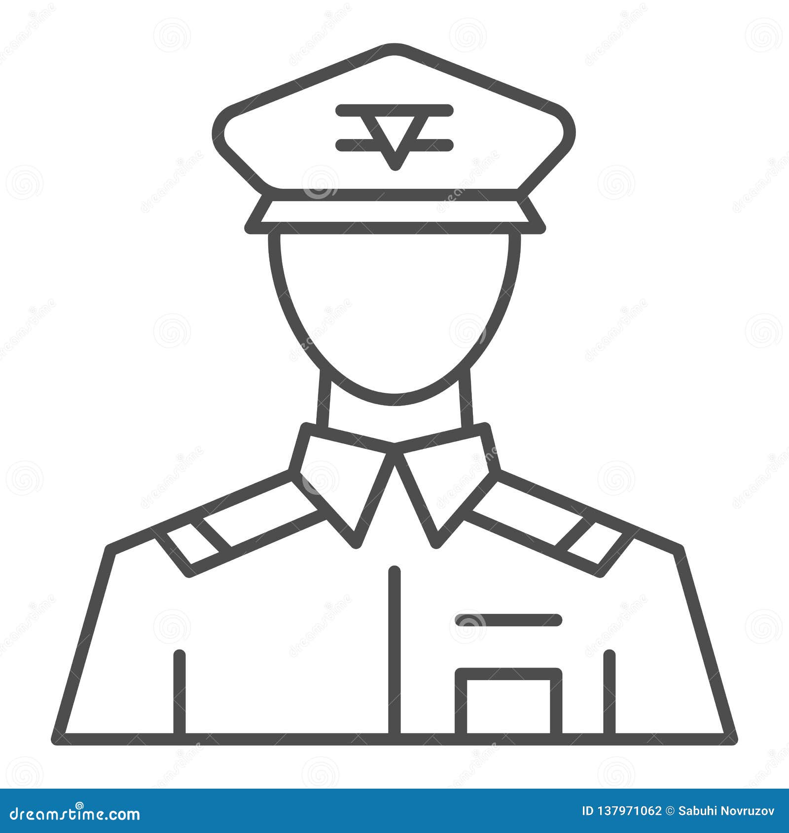 General Thin Line Icon. Commander Vector Illustration Isolated on White ...
