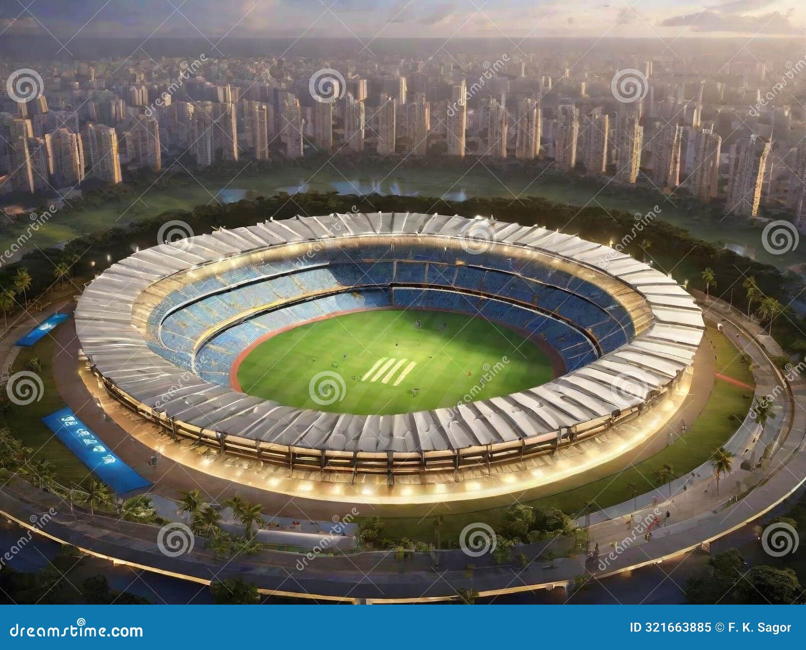 General View of Cricket Stadium and Sky with Clouds Created Stock ...