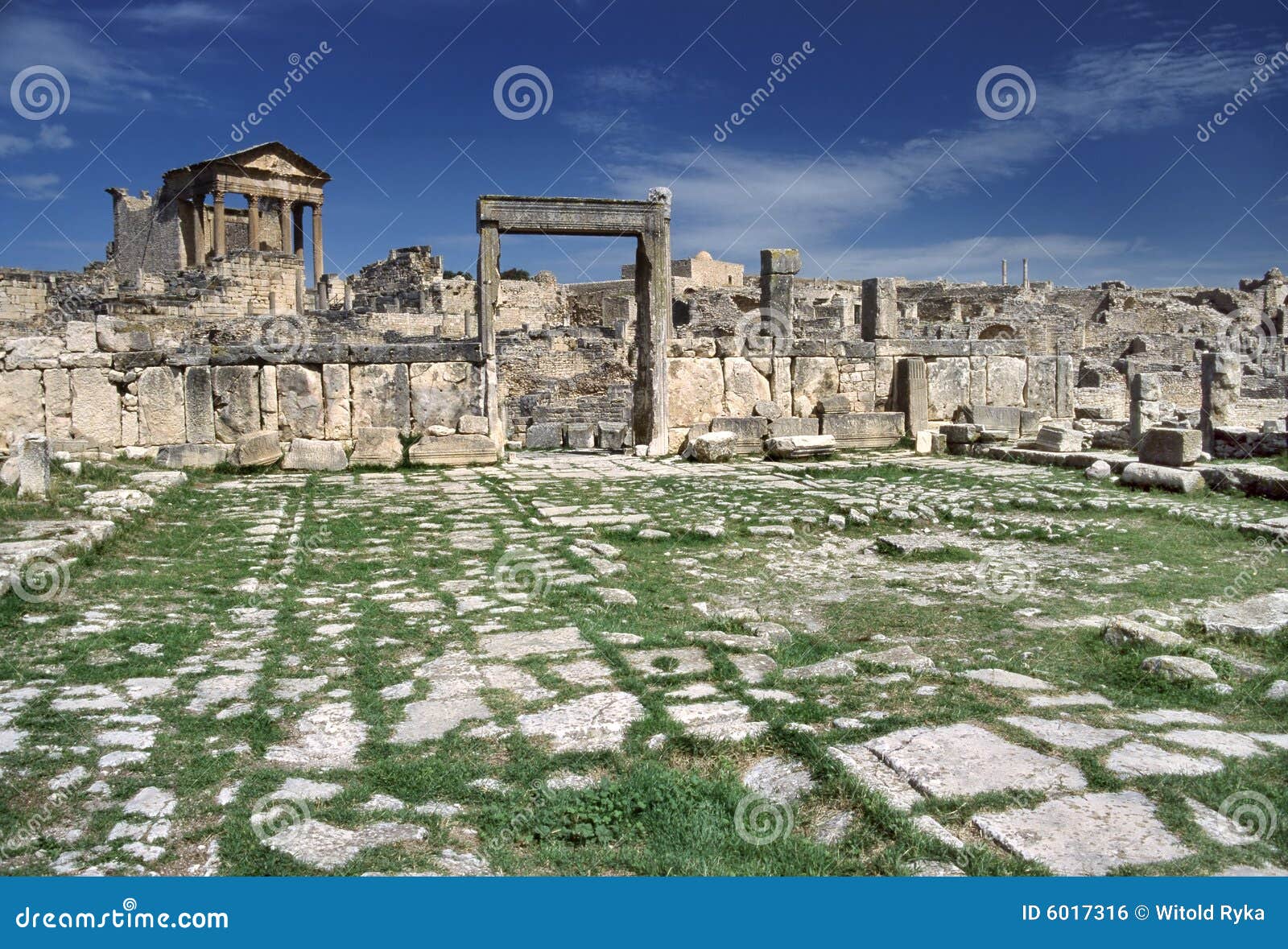 General view of Dougga stock photo. Image of blue, floor - 6017316