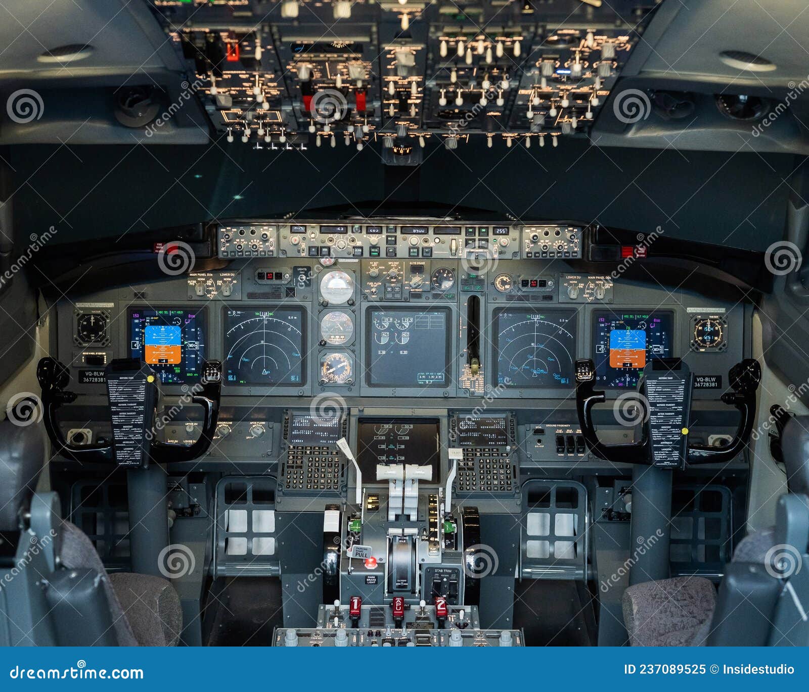 General View of the Empty Cockpit Cockpit. Commercial Flight Simulator ...