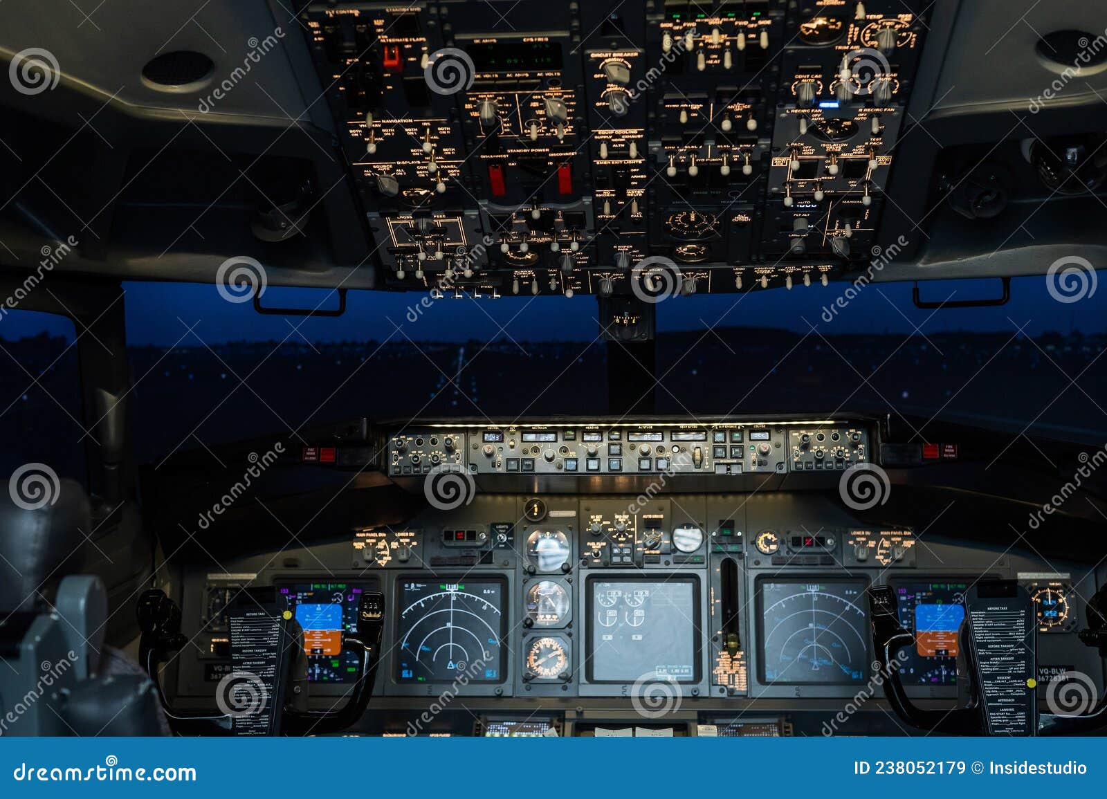 Empty Cockpit Of An Airplane Pilot On A Sky Background Stock Photo ...