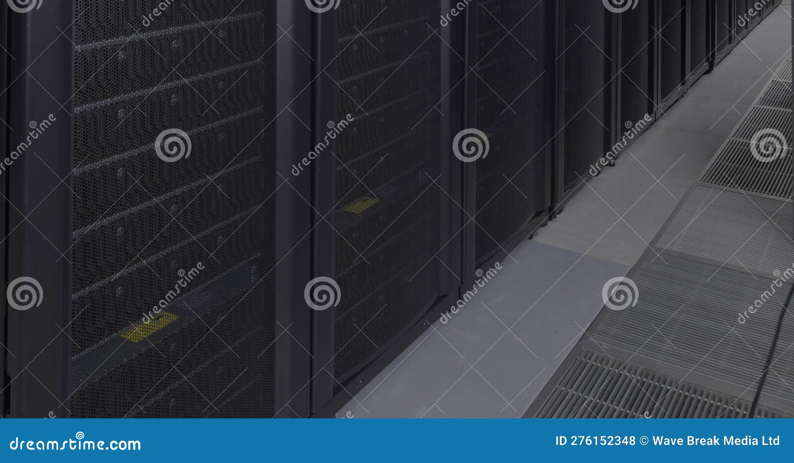 General View of Empty Server Room with Multiple Black Servers Stock ...