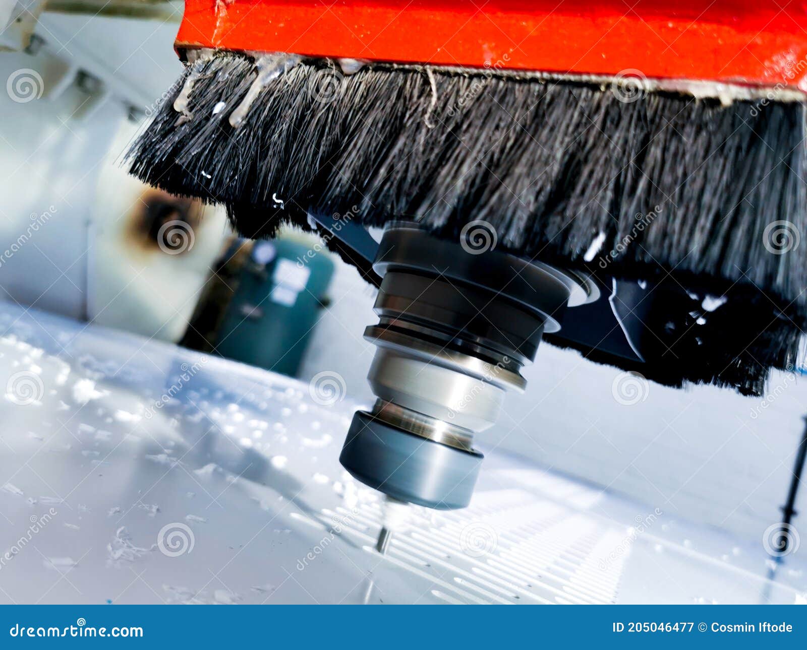 General View of a Factory CNC Machine Cutting through Polyethylene ...