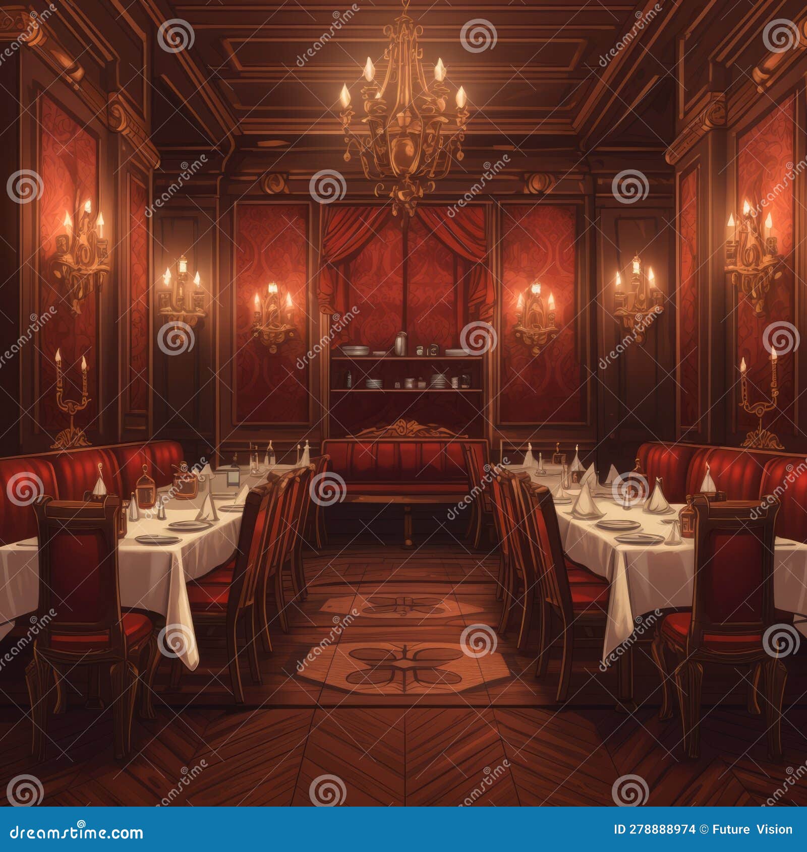 General View of Fancy Traditional Restaurant Interiors, Created Using ...