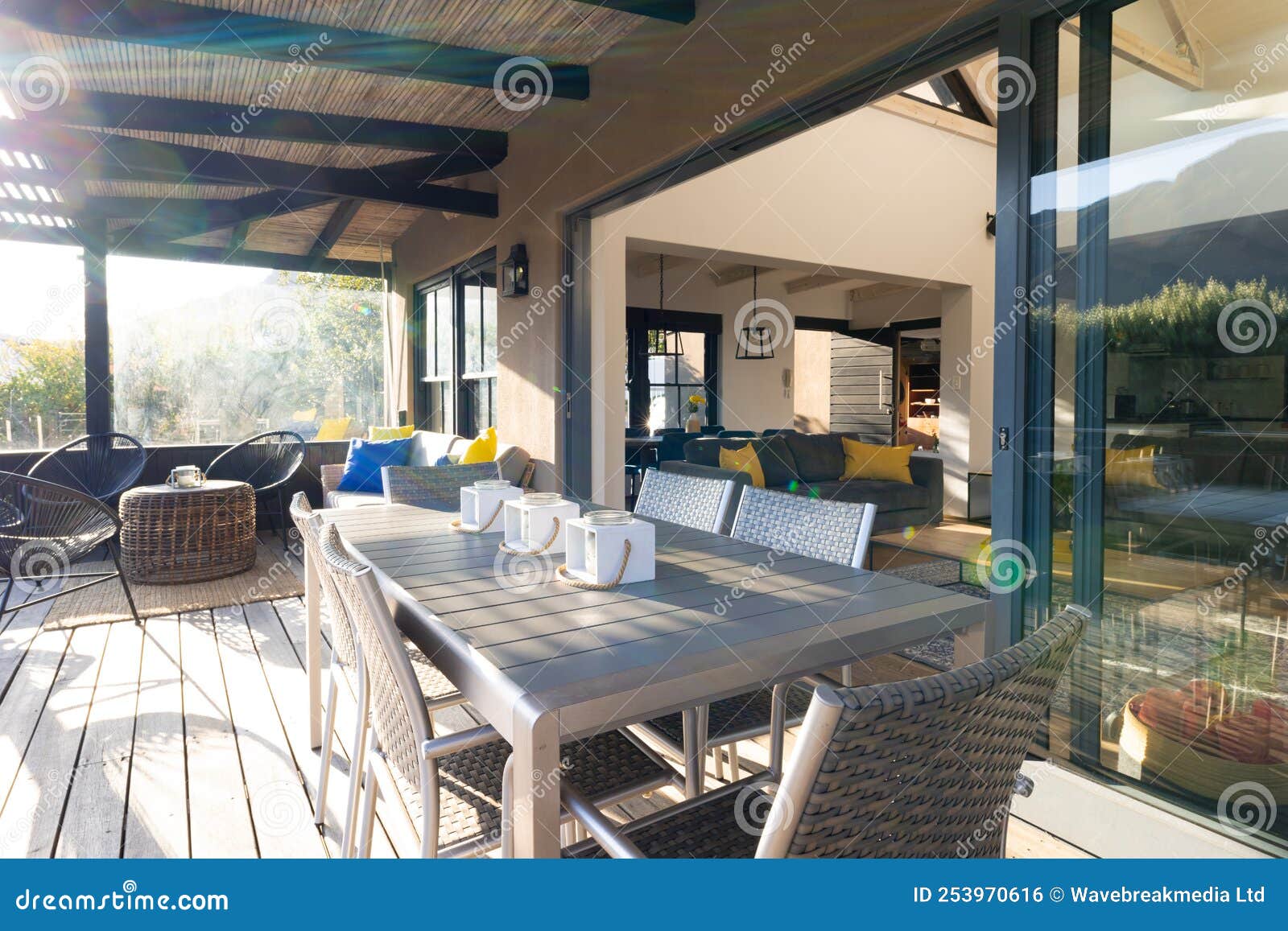 General View of Luxury Interior of Terrace with Table and Chairs Stock ...