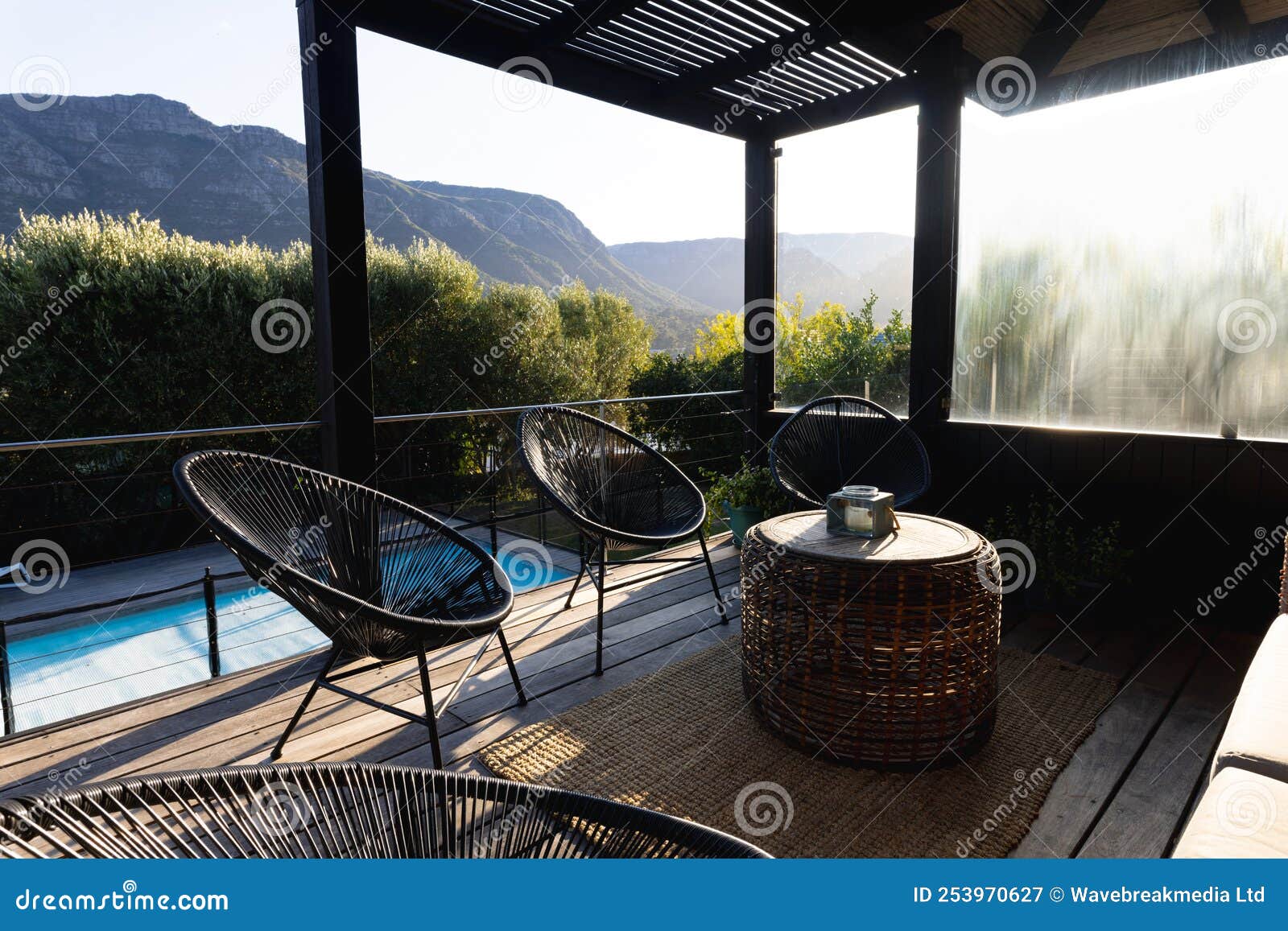 General View of Luxury Interior of Terrace with Table and Chairs Stock ...