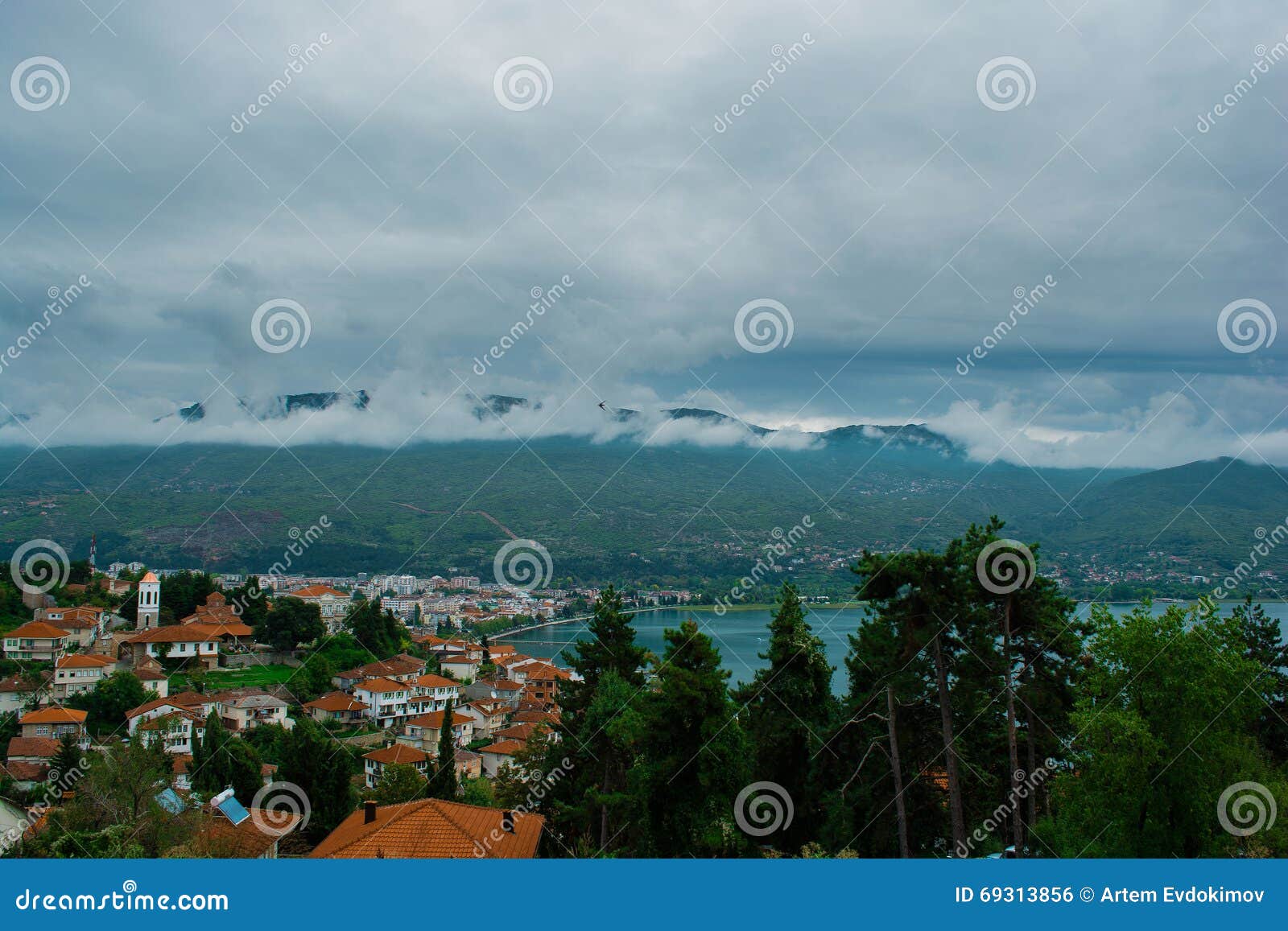 General View of Macedonian City Ohrid with Lake Stock Photo - Image of ...