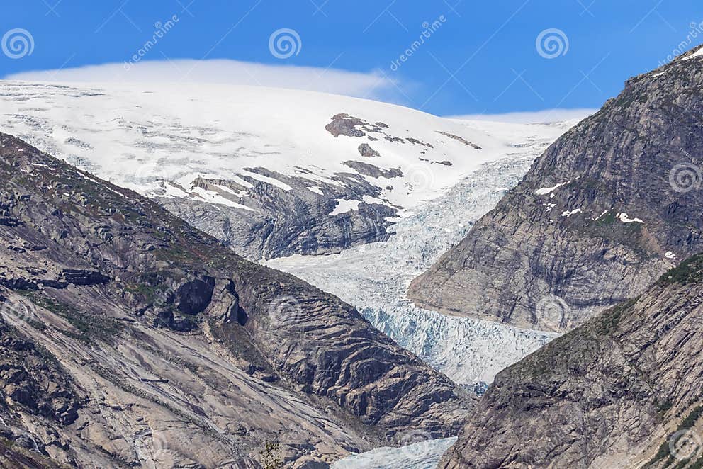 General View of the Nigardsbreen Stock Image - Image of people ...