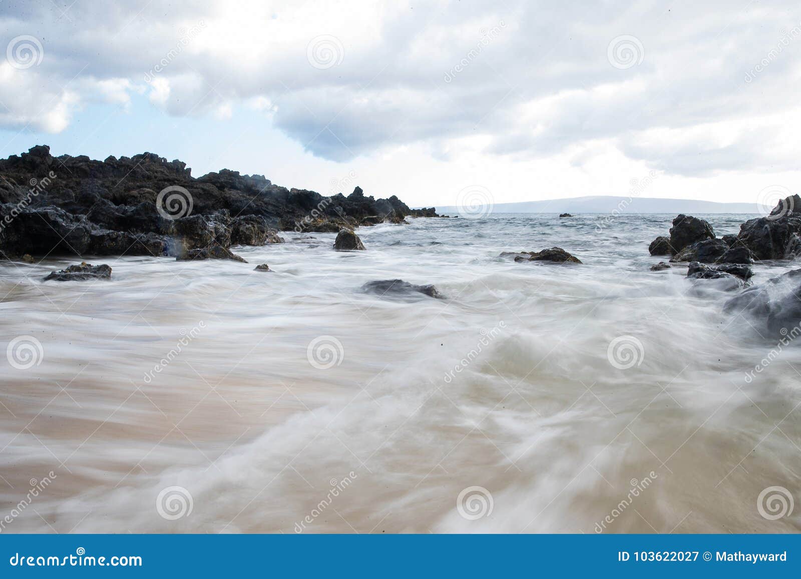 Powerful Ocean Current Rushing in To Beach Stock Image - Image of beach ...