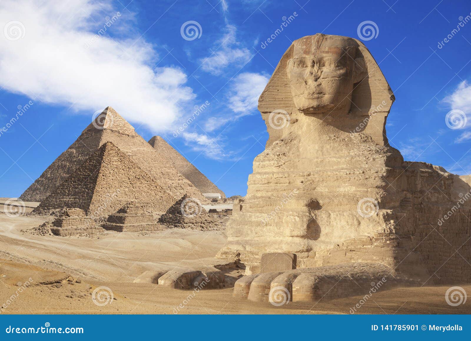 General View of Pyramids with Sphinx Stock Image - Image of unesco ...