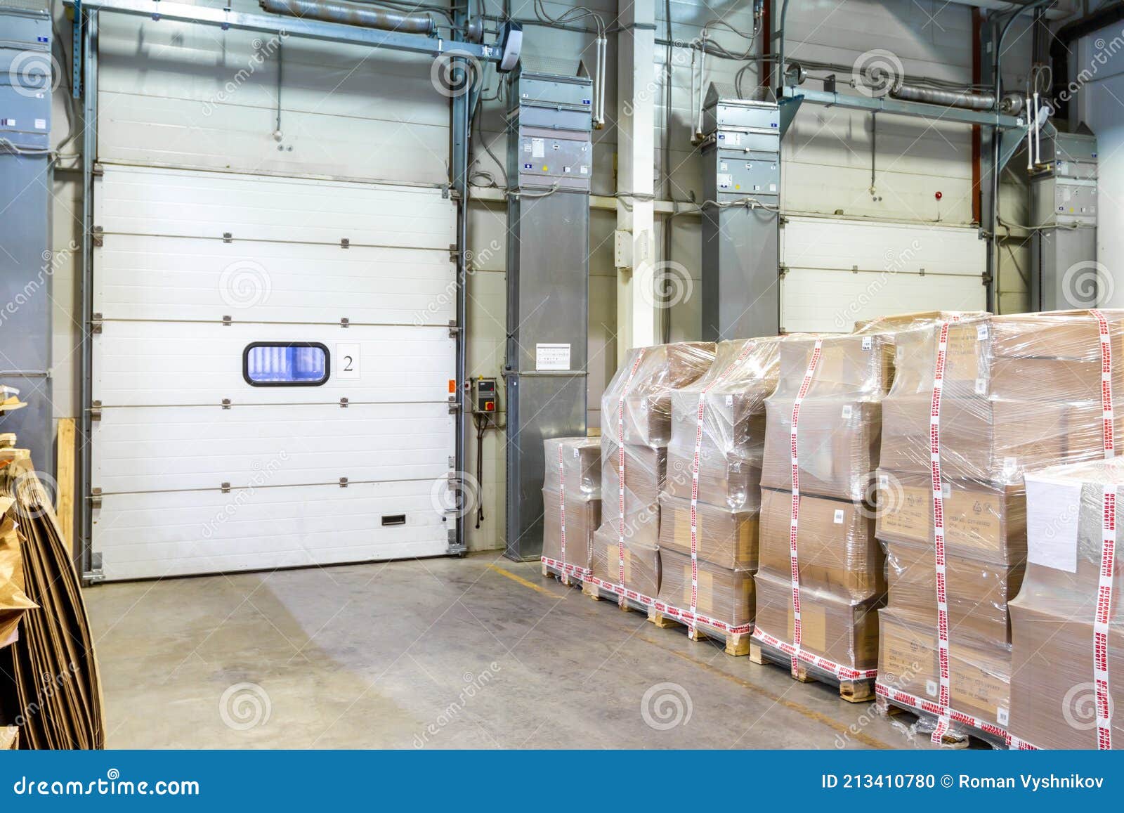 General View To the Loading Gates in the Big Distribution Warehouse ...