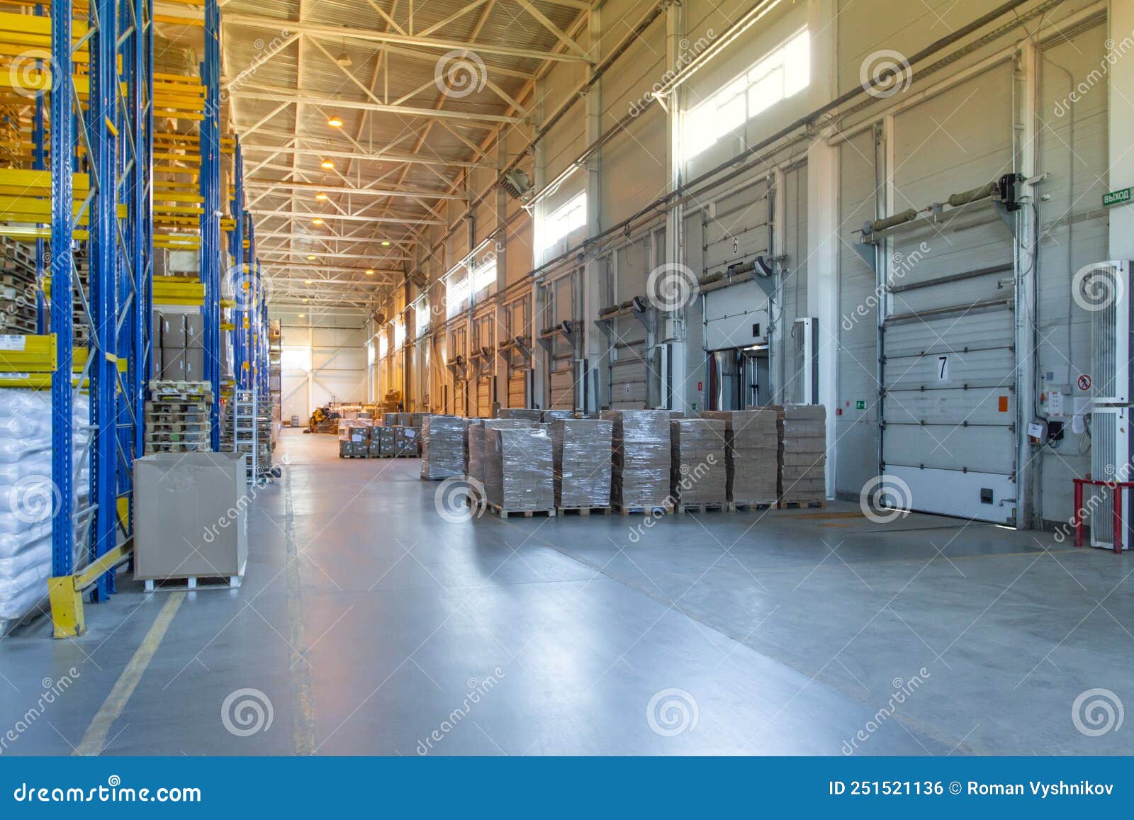 General View To the Loading Gates Inside the Warehouse.Interior of a ...