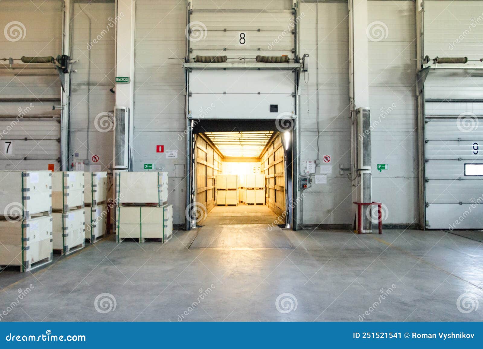 General View To the Loading Gates Inside the Warehouse.Interior of a ...