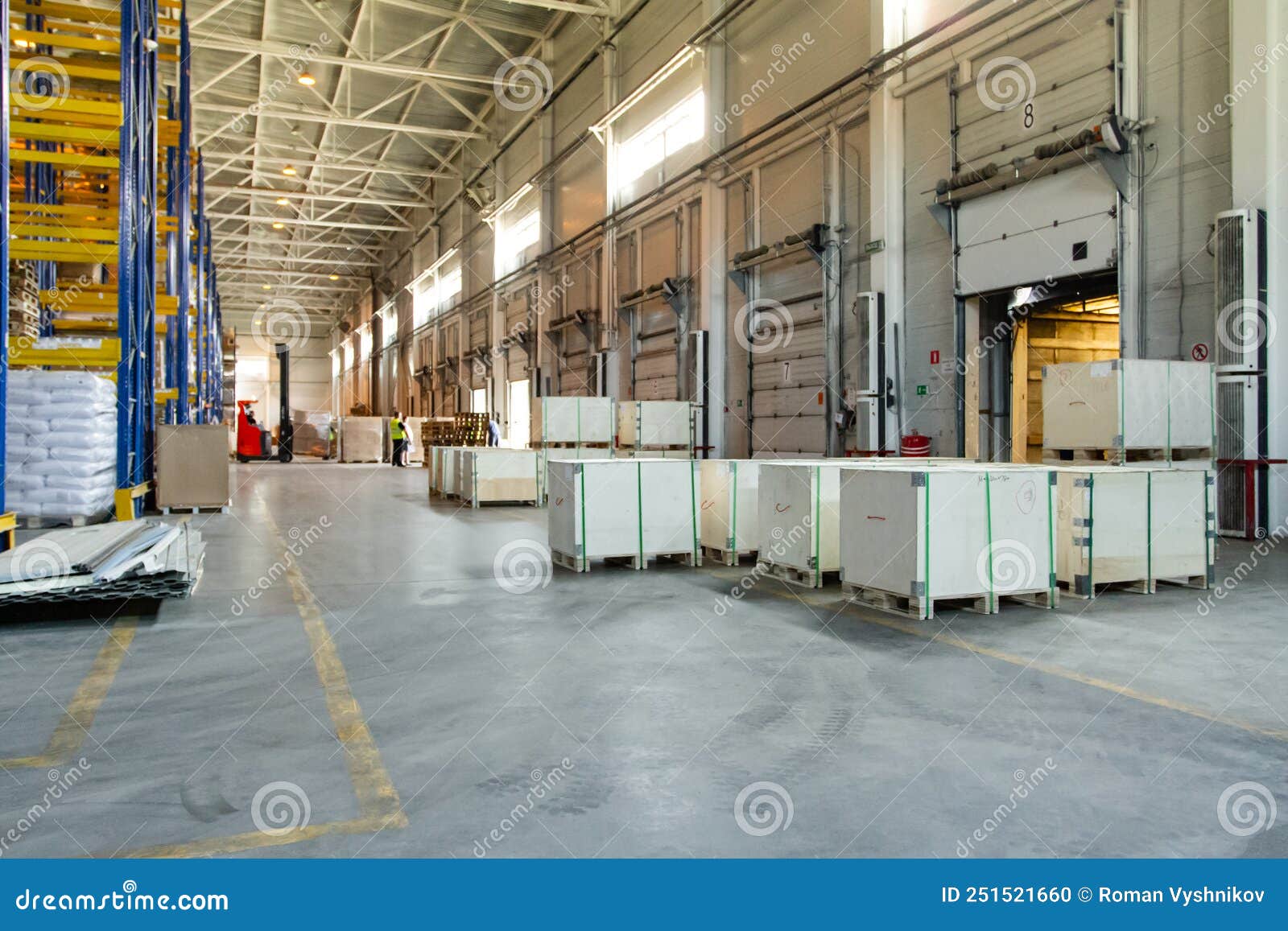 General View To the Loading Gates Inside the Warehouse.Interior of a ...
