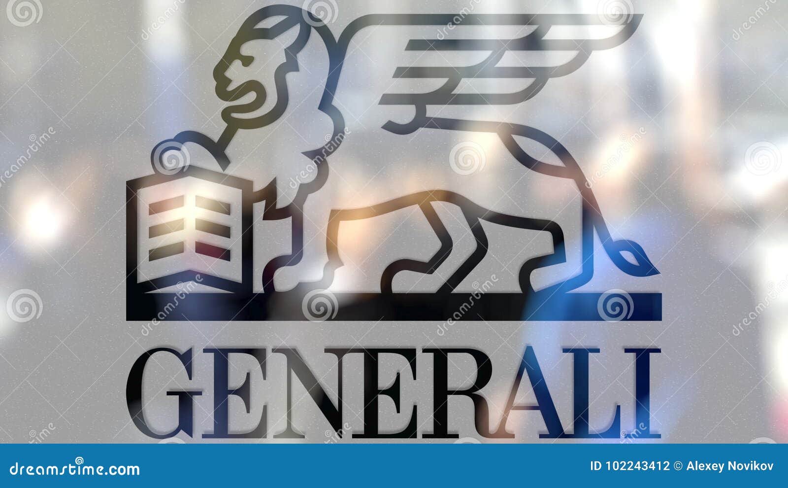 Generali Group Logo on a Glass Against Blurred Crowd on the Steet ...