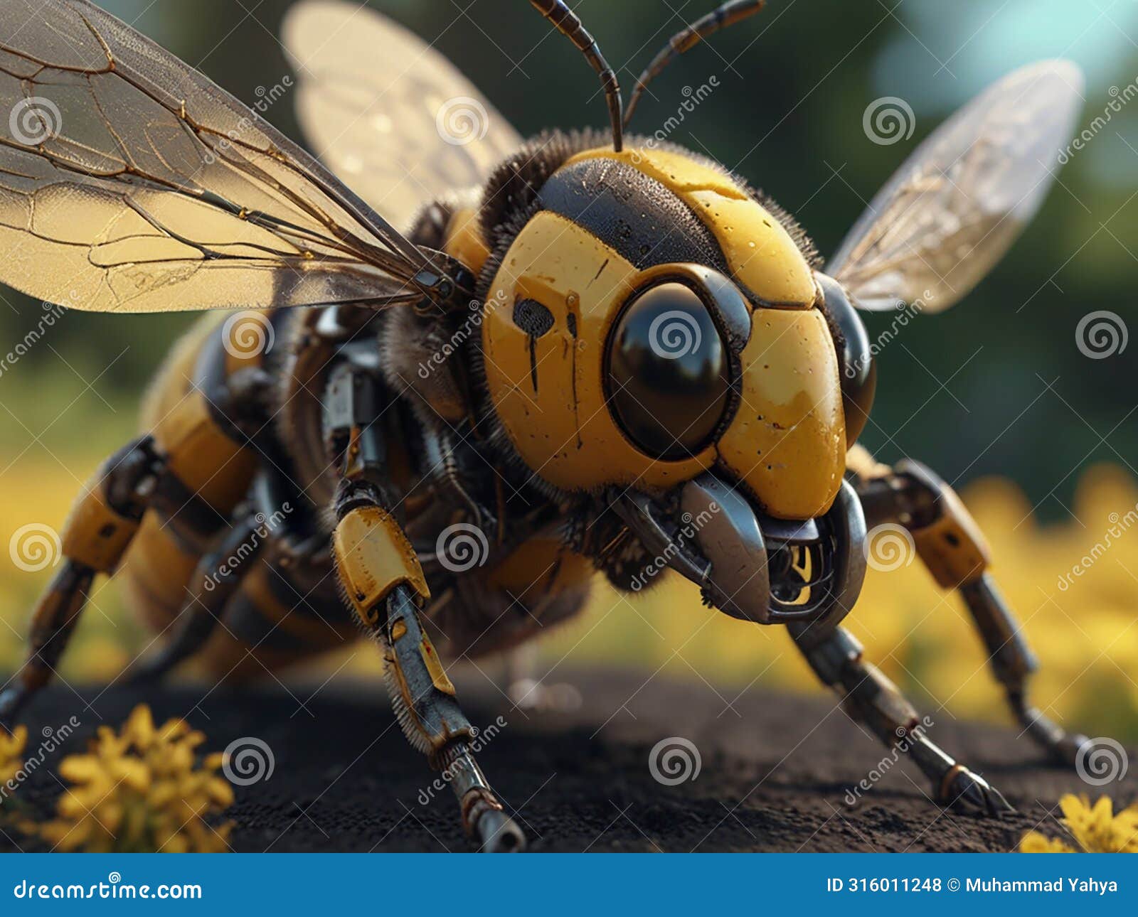 A Bee Close Up, Partial Body Part Of A Robotic Device Stock Photography ...