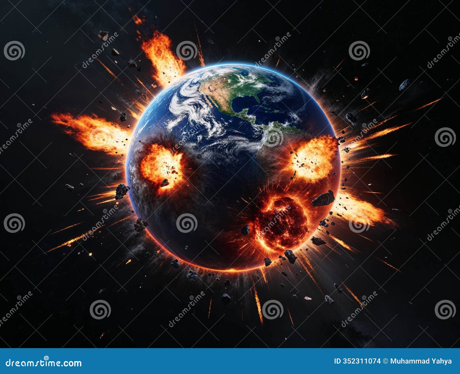 Epic and Dramatic Visualization of Planet Earth Exploding in Space ...
