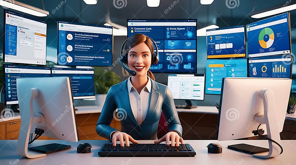 Generate a 3D Visualization of a Call Center Representation with ...