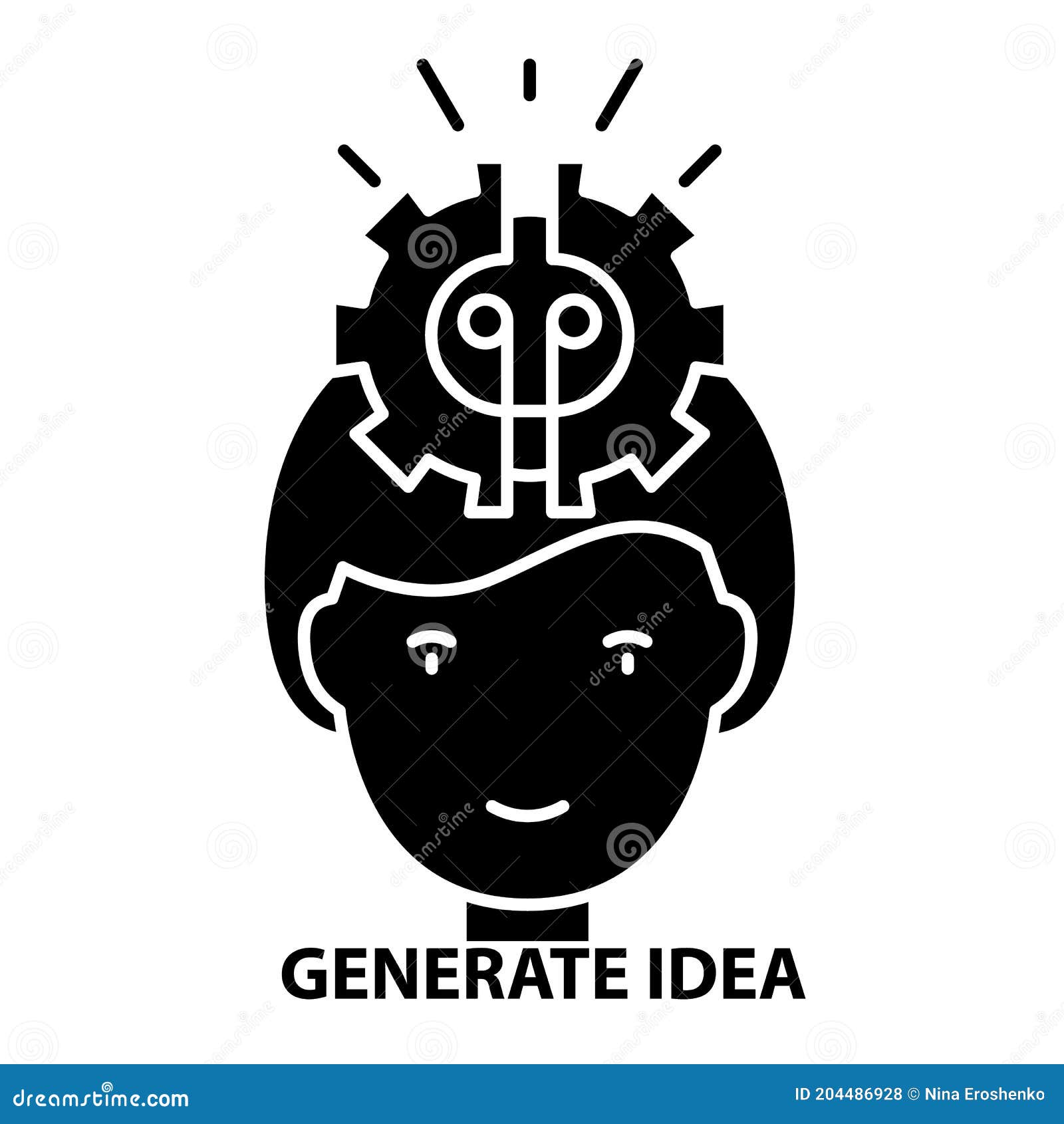 Generate Idea Icon, Black Vector Sign with Editable Strokes, Concept ...