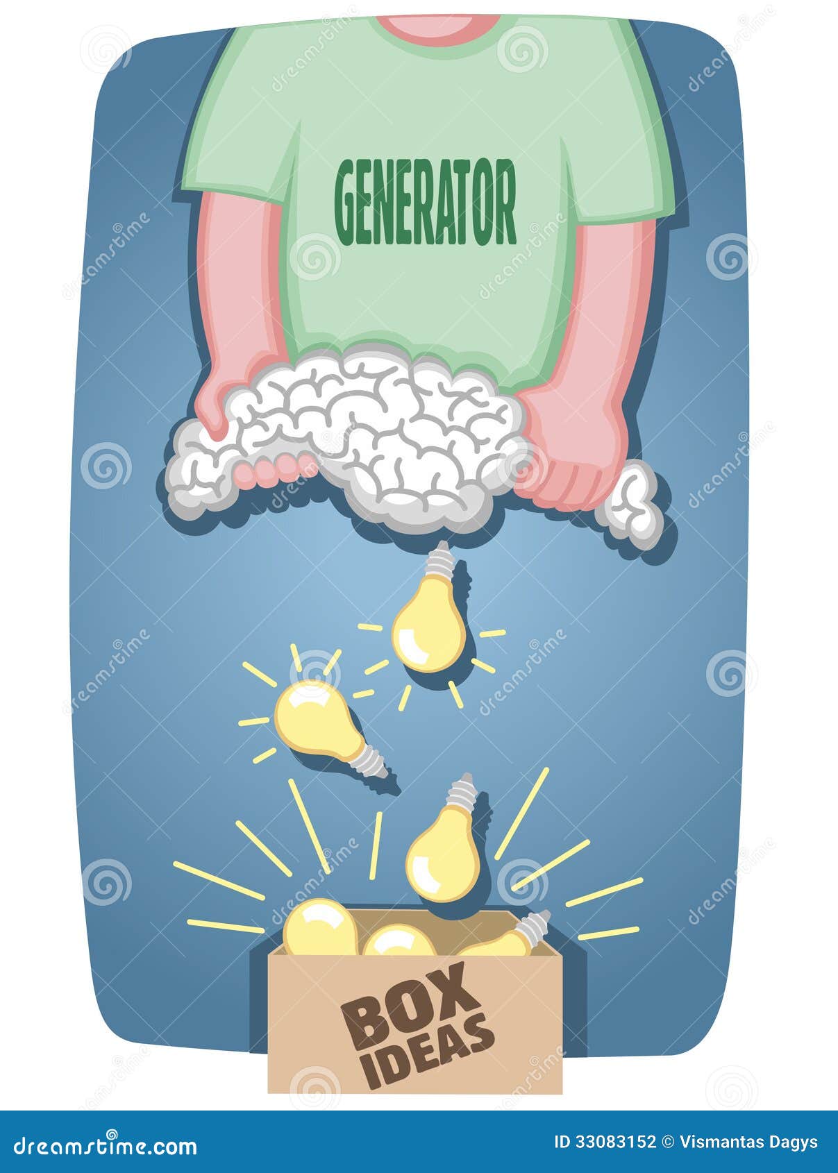 Generate Ideas from Brain in Box Stock Vector - Illustration of press ...