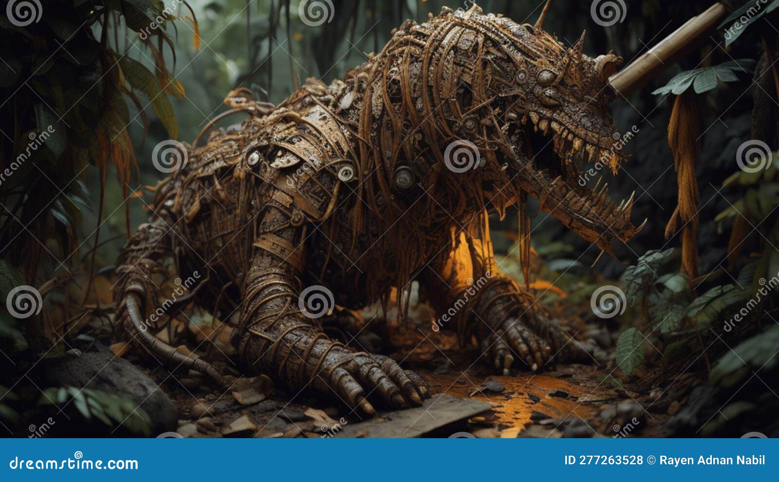 Scarry Monster in Jungle,ai Generaive Stock Illustration - Illustration ...