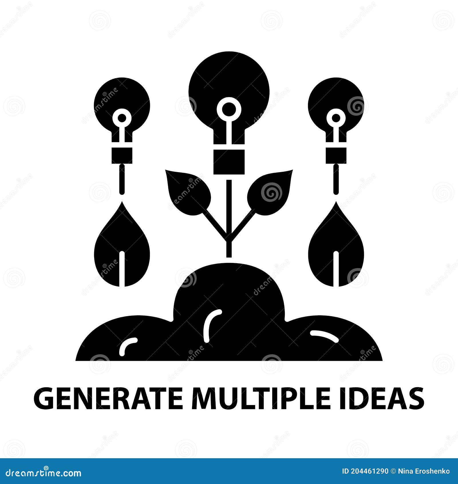 Generate Multiple Ideas Icon, Black Vector Sign with Editable Strokes ...
