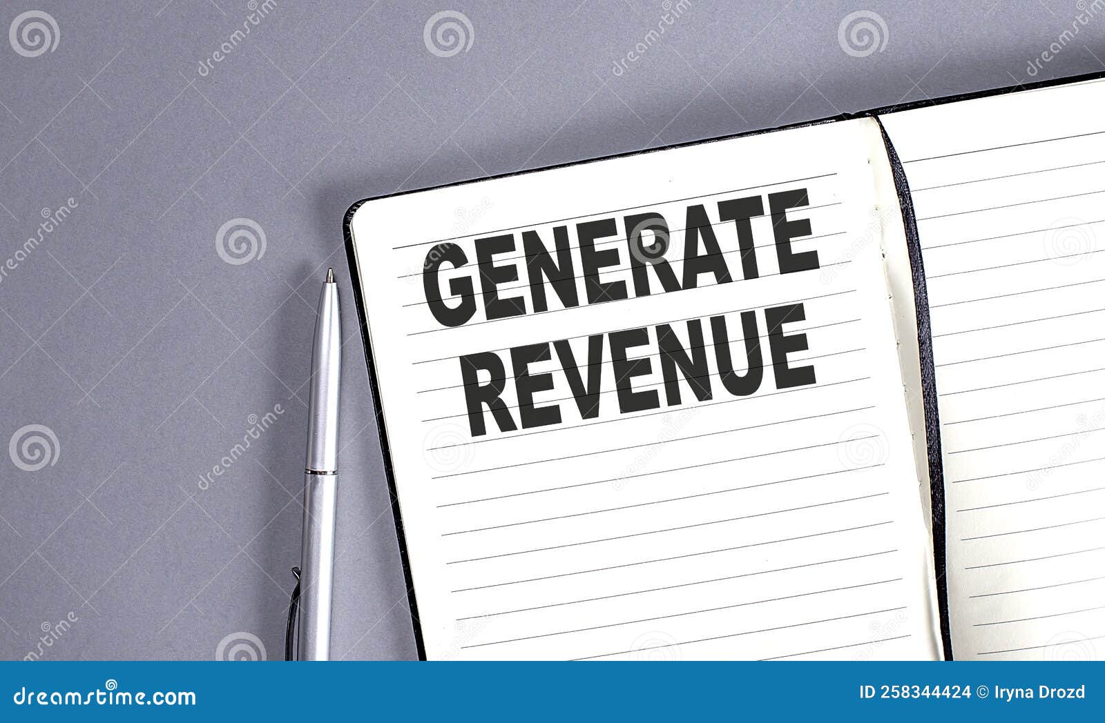GENERATE REVENUE Word on the Notebook with Pen Stock Photo - Image of ...