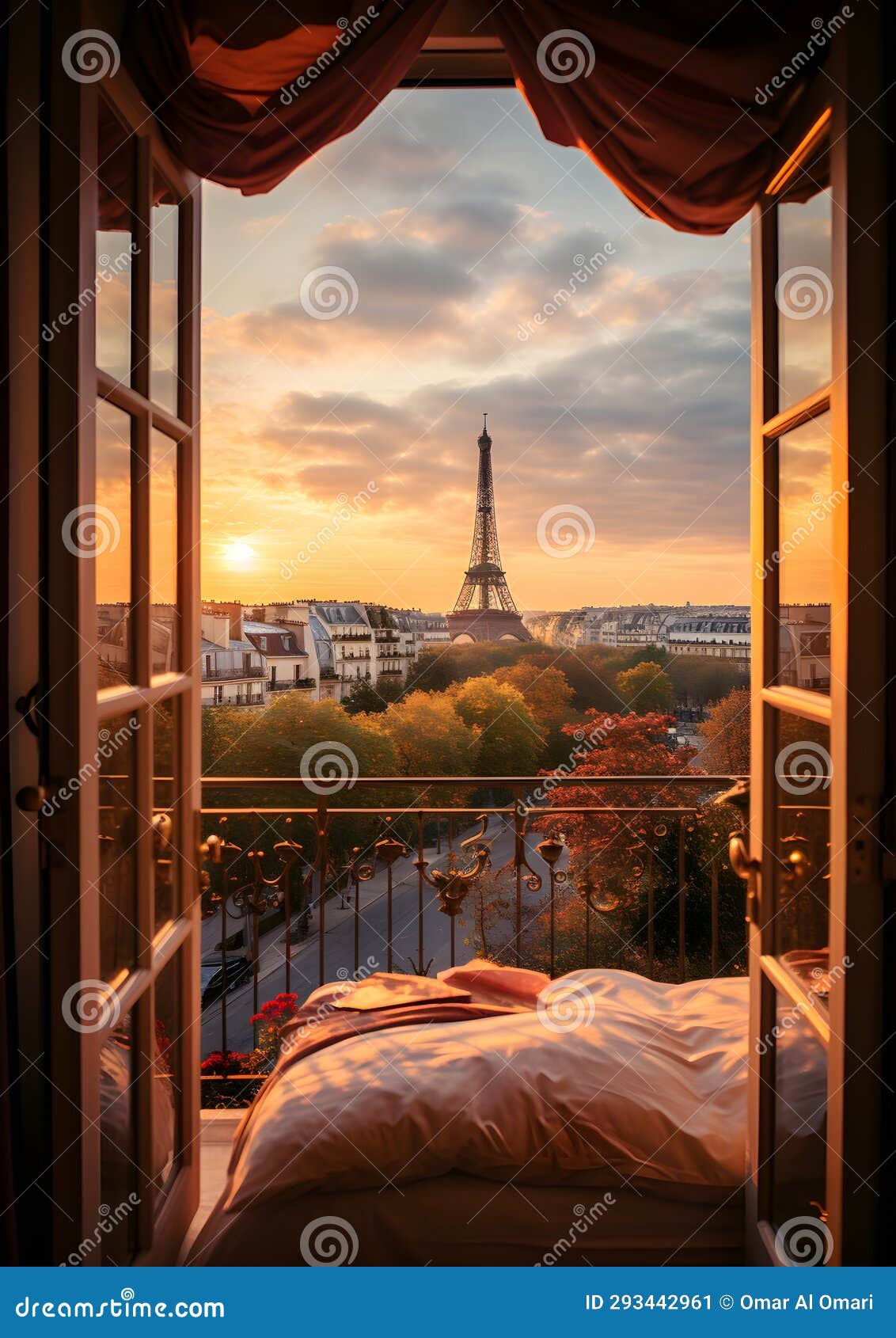 A View of the Eiffel Tower through an Open Window.Window View from Open ... A View of the Eiffel Tower through an Open Window.Window View from Open ...