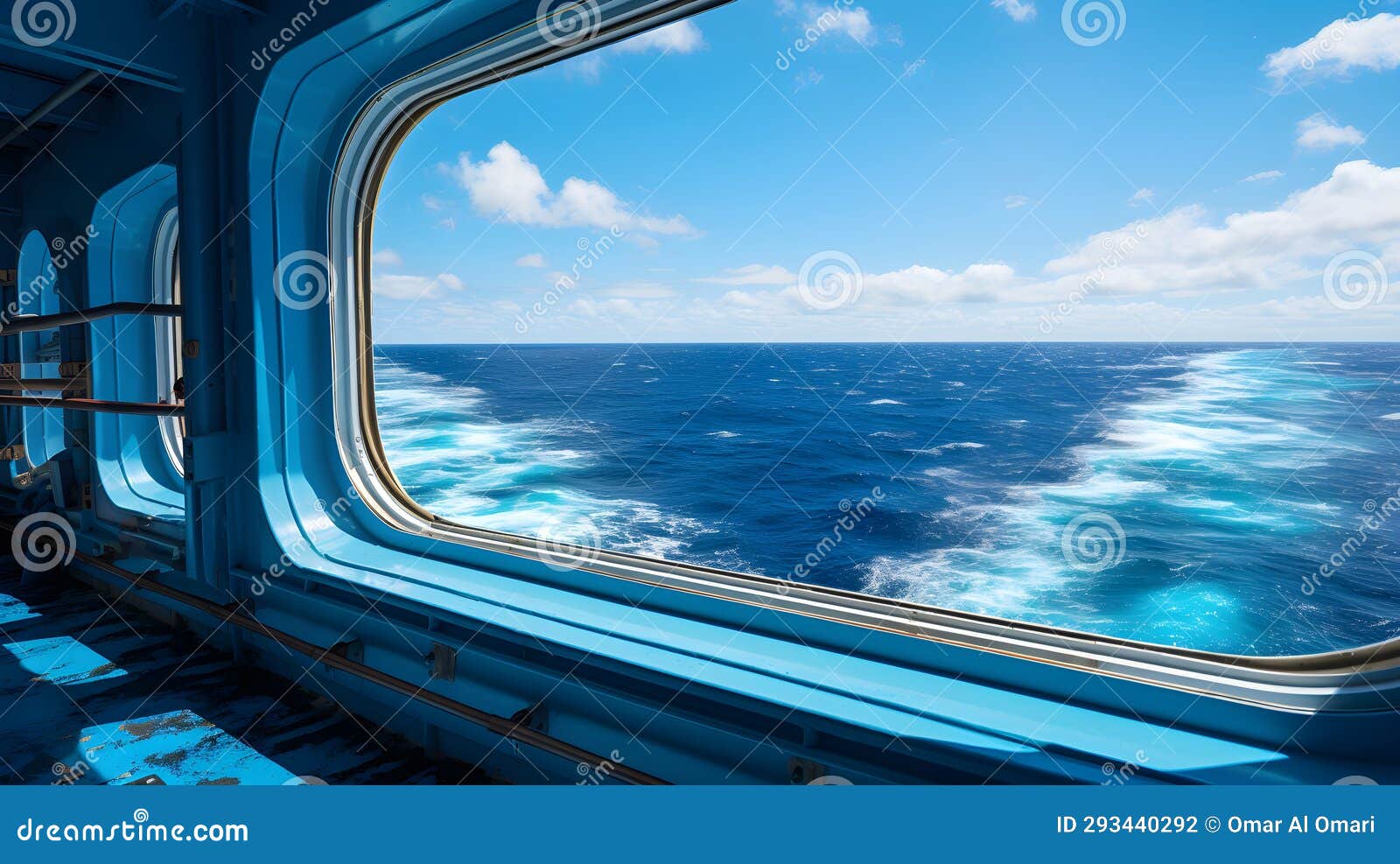 A View of the Ocean through a Window.Window View from Ship Window ...