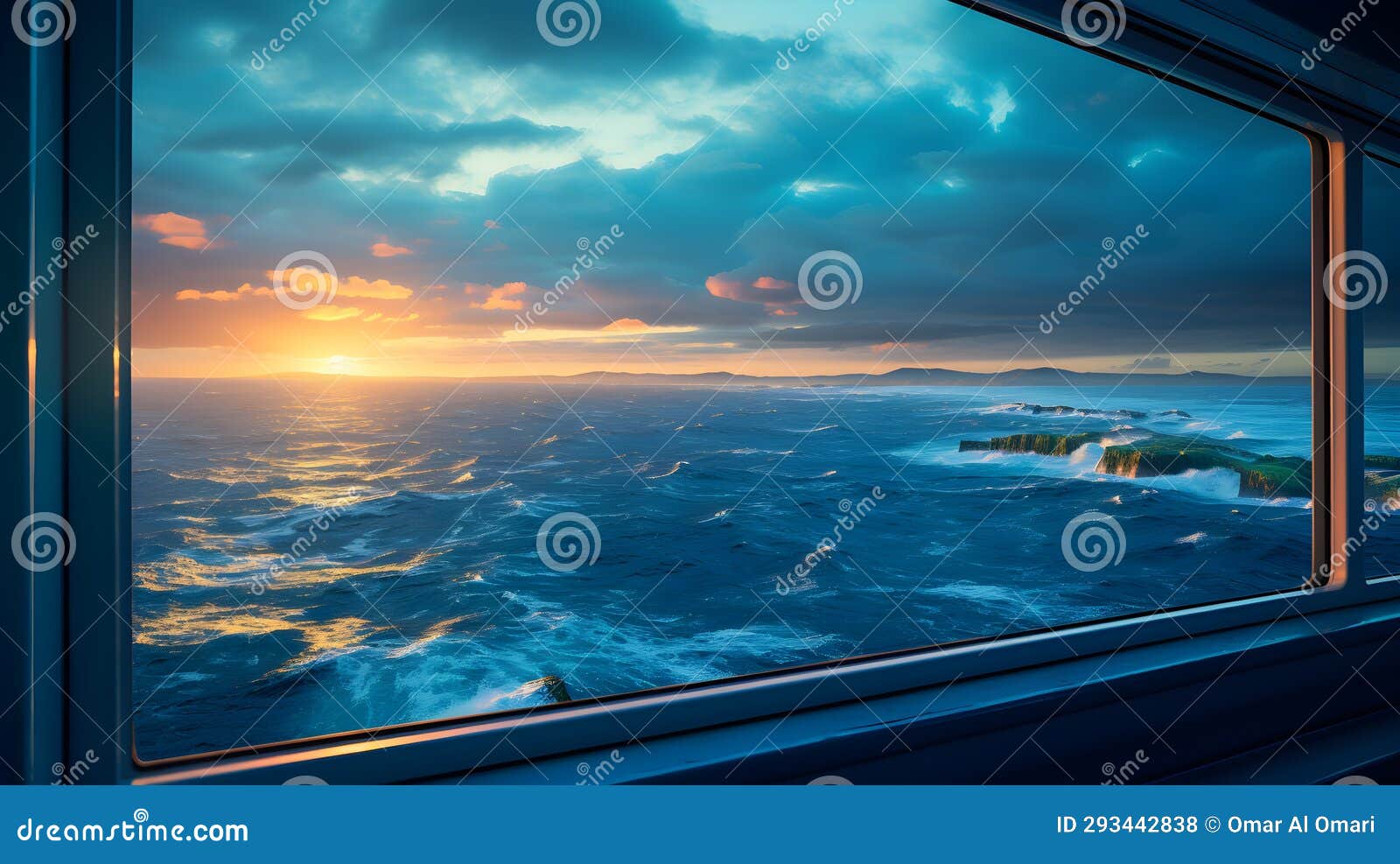 A View of the Ocean through a Window.Window View from Ship Window ...
