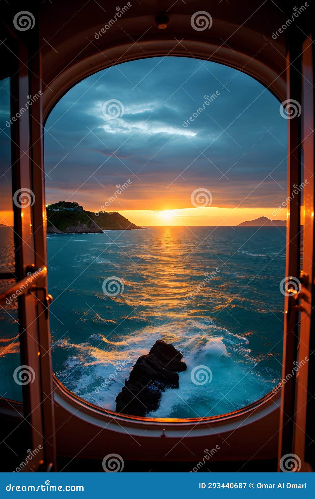 A View of a Body of Water from a Window.Window View from Ship Window ...