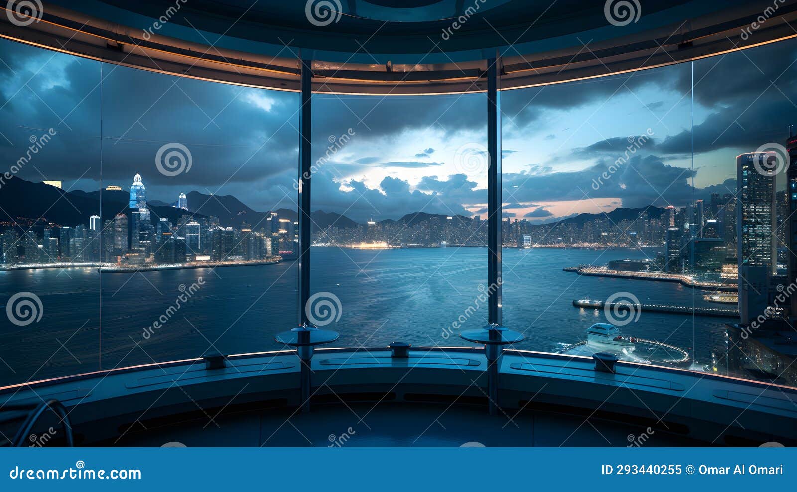 A View of a City from a Window at Night.Window View from Ship Window ...