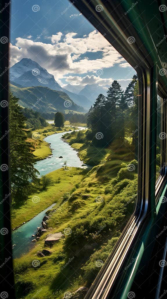 A View of a River from a Train Window.Window View from Train Window ...
