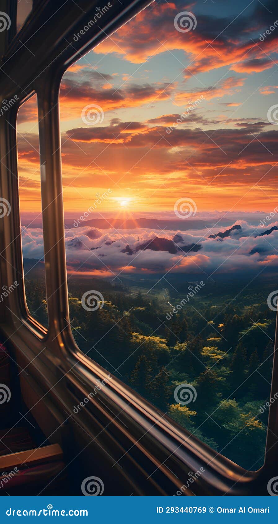 A View of a Sunset from a Train Window.Window View from Train Window ...