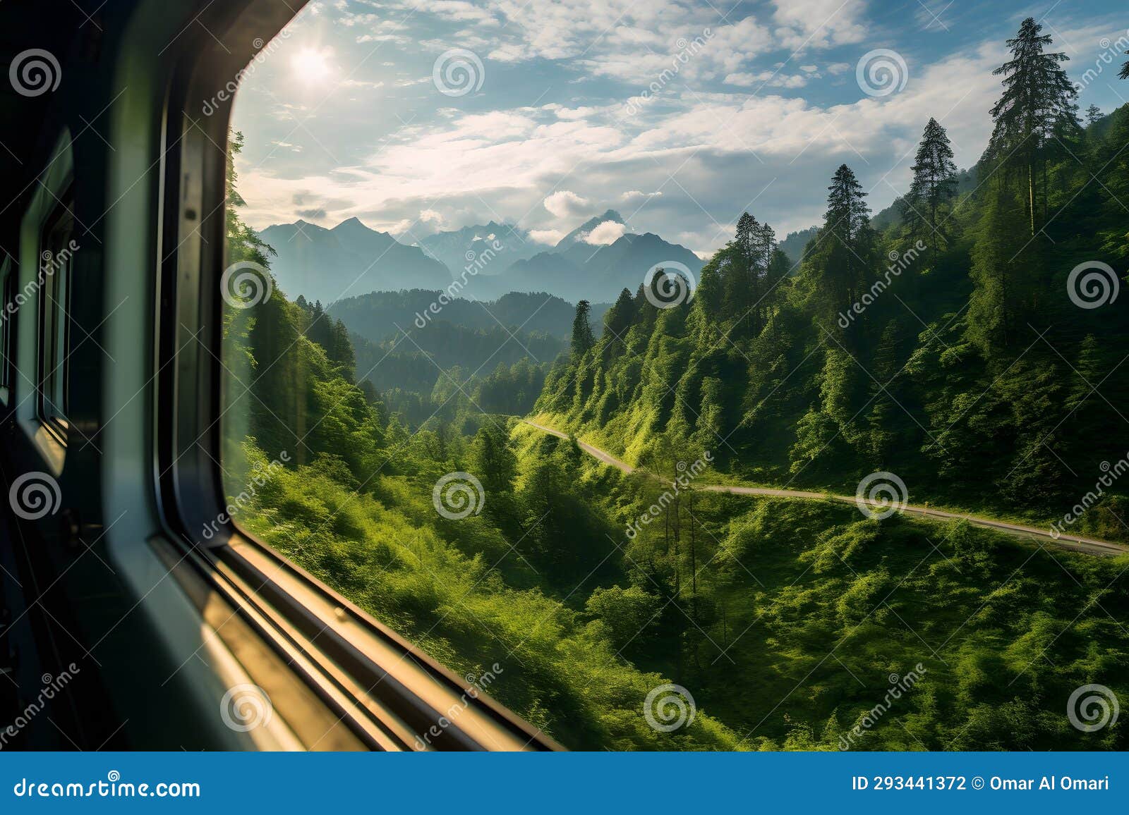 A View from a Train Window of a Forest and Mountains.Window View from ...