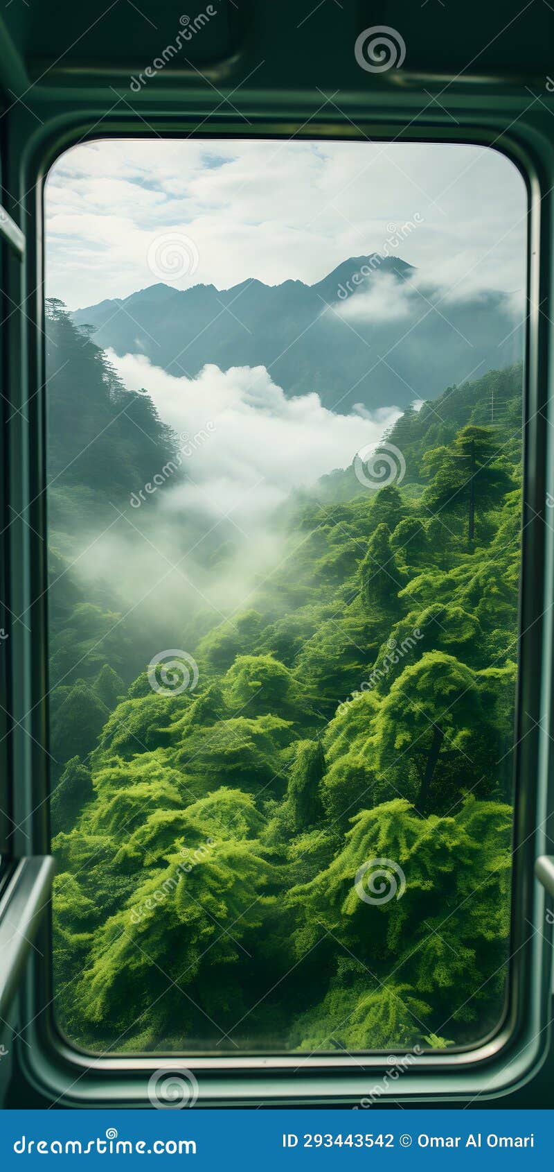 A Window with a View of a Lush Green Forest.Window View from Train ...